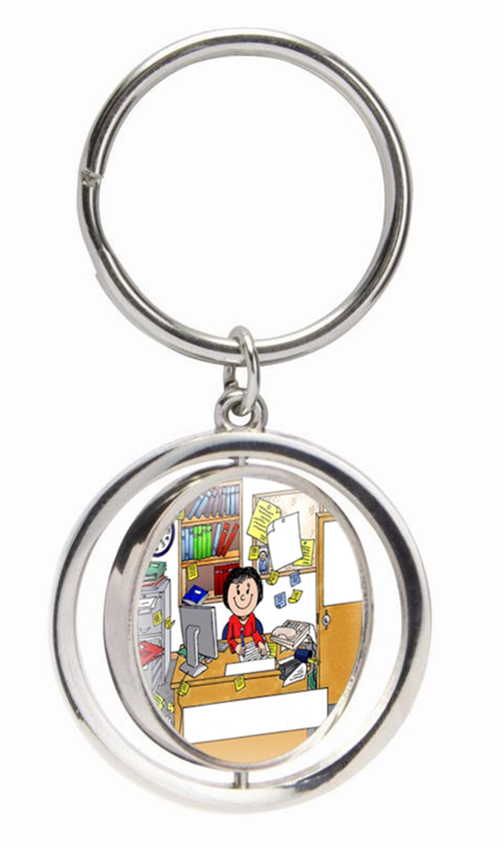 Printed Perfection Personalized Office, Messy - Female Small Spinning Key Chain | Wayfair
