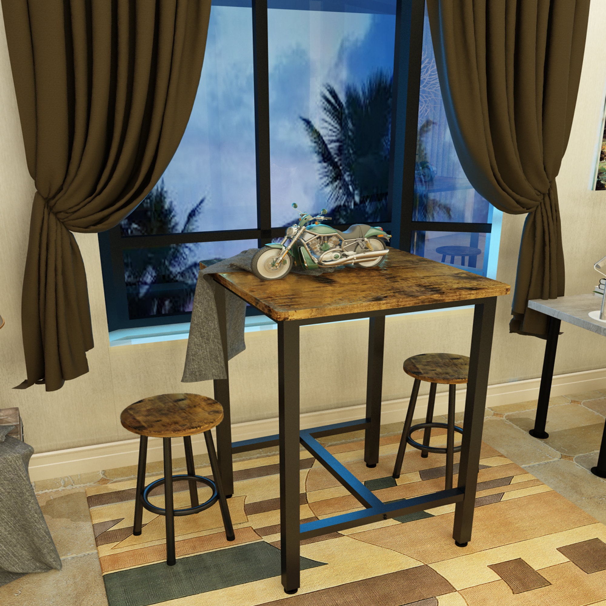 17 Stories 3 Piece Bar Table Set, Kitchen Dining Table Set For 2, Bar ...