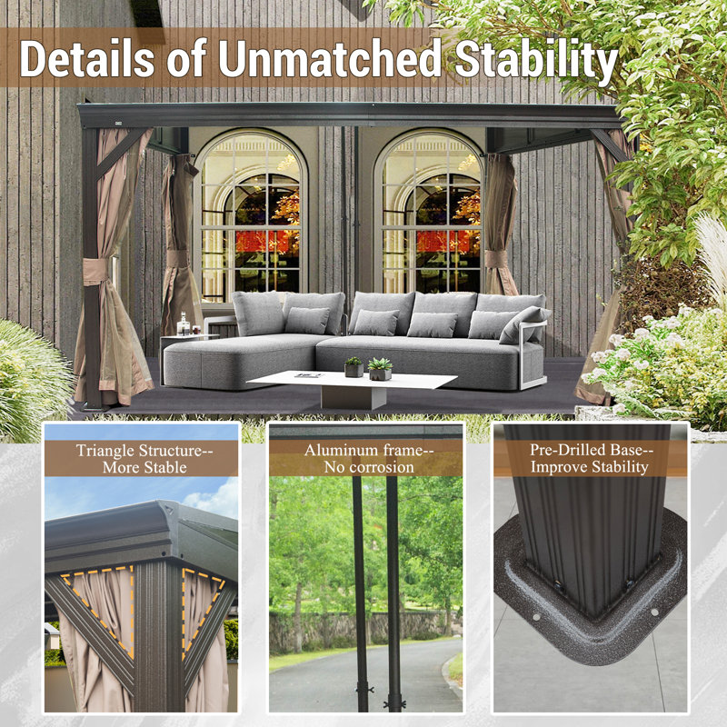 domi outdoor living Aluminum Patio Gazebo Lean to Wall Mounted Pergola ...