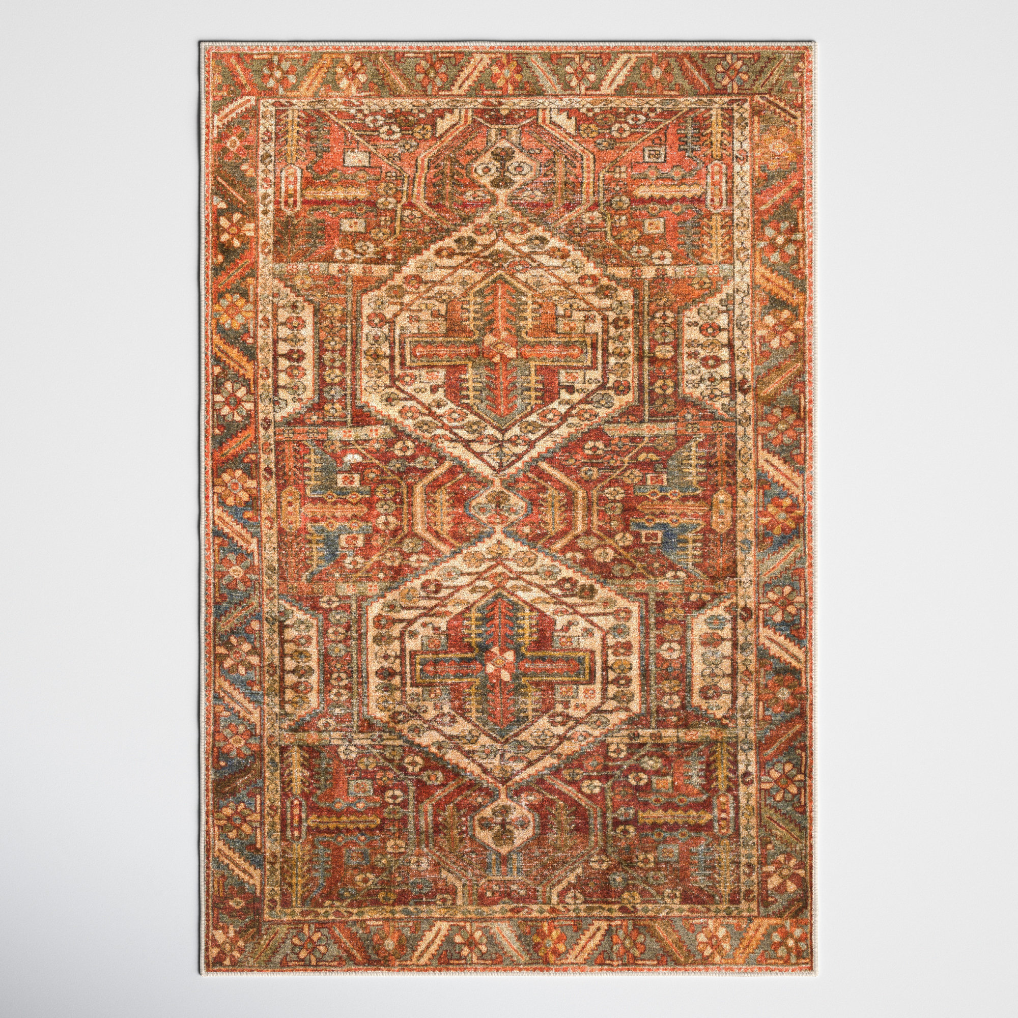 Joss & Main Mags Machine Washable Oriental Brick Red/ Red Area Rug ...