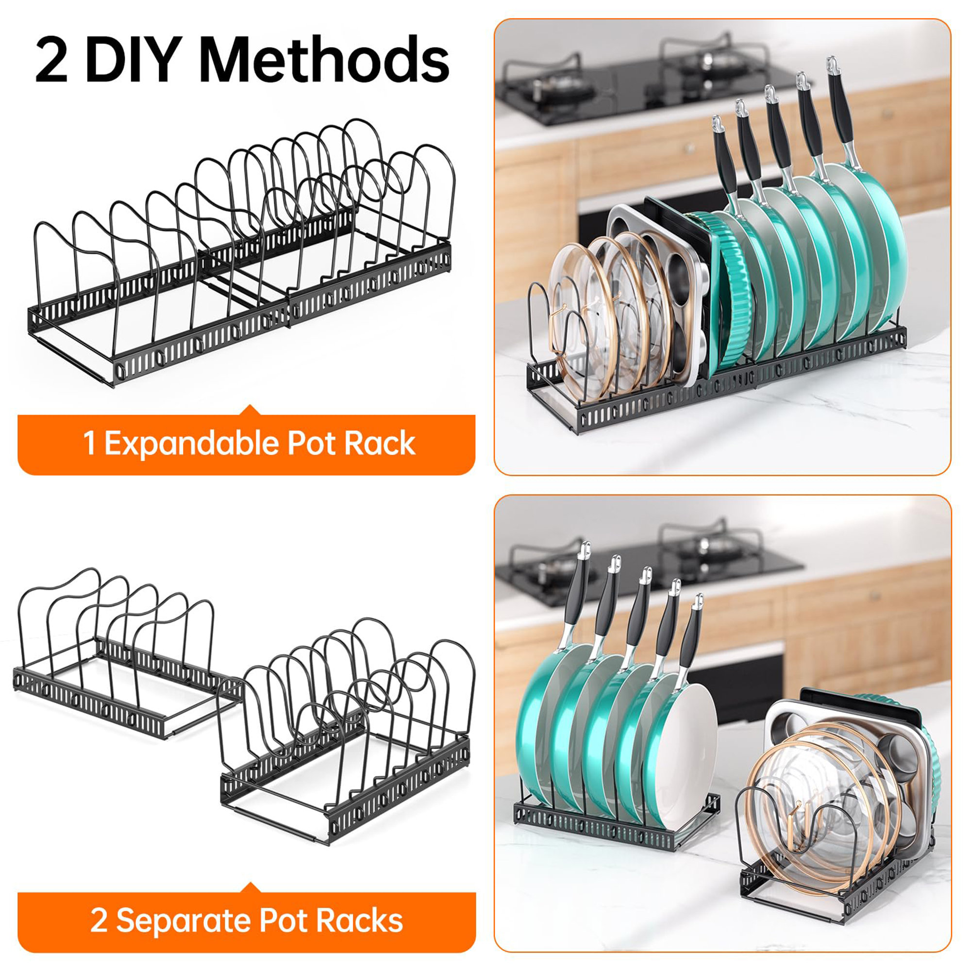 Prep & Savour Metal Straight Countertop / Cabinet Pot Rack | Wayfair