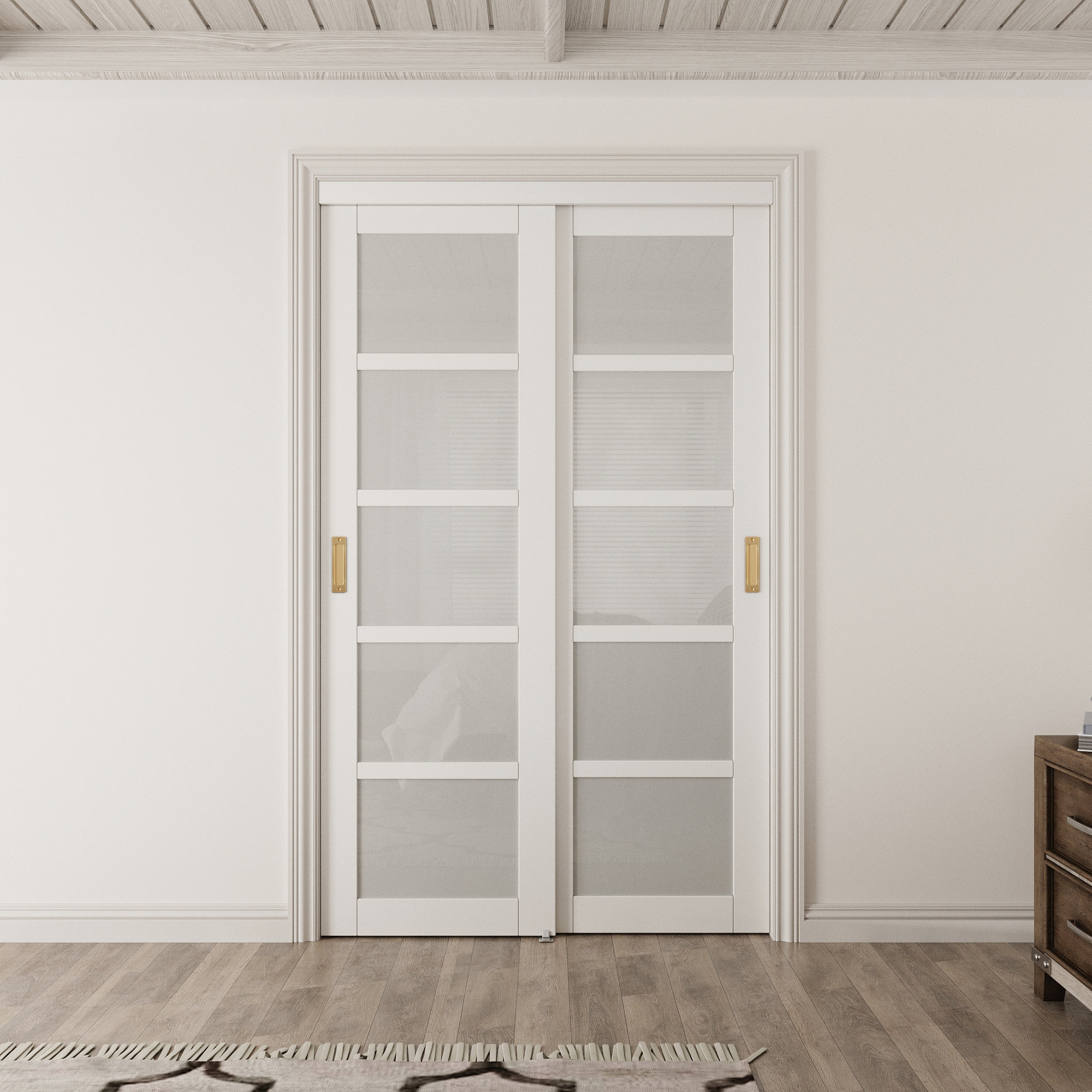 ARK DESIGN 80" Height Forested Glass Sliding Door Kit - 5-Lite Design ...