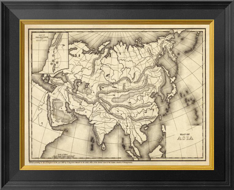 Global Gallery Map of Asia, 1839 by Samuel Augustus Mitchell Framed ...