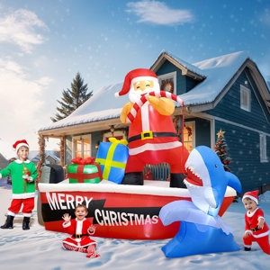 The Holiday Aisle® Fishing Santa Inflatable & Reviews | Wayfair