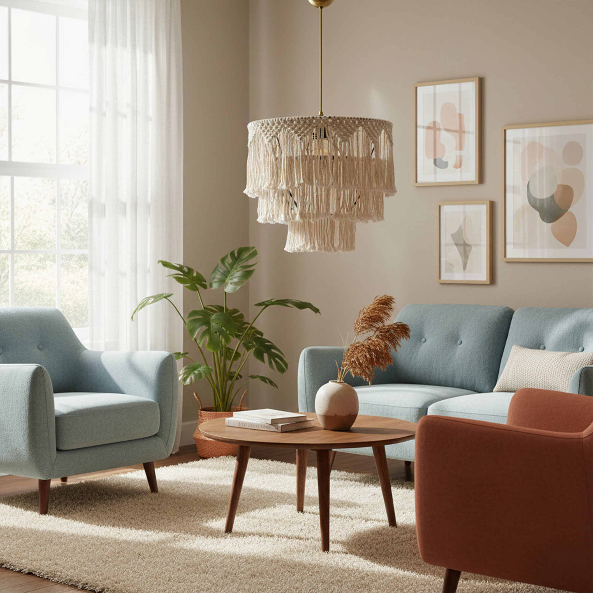 East Urban Home Elara 1-Light Unique Empire Chandelier With Macrame ...