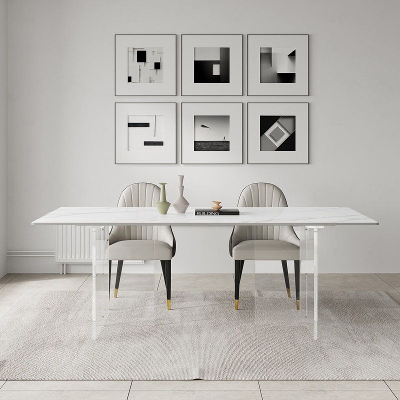 Orren Ellis Yaretsy 62'' Rectangular Sintered Stone Dining Table with ...