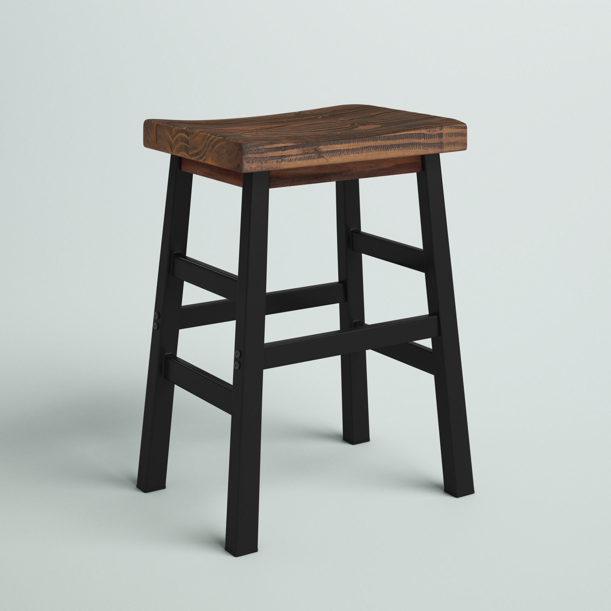 Trent Austin Design Rundell - Solid Wood Stool with Metal Legs ...