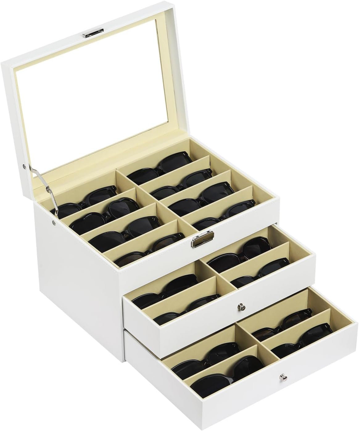 Latitude Run® Leather 24 Piece Eyeglasses Storage And Sunglass Glasses ...