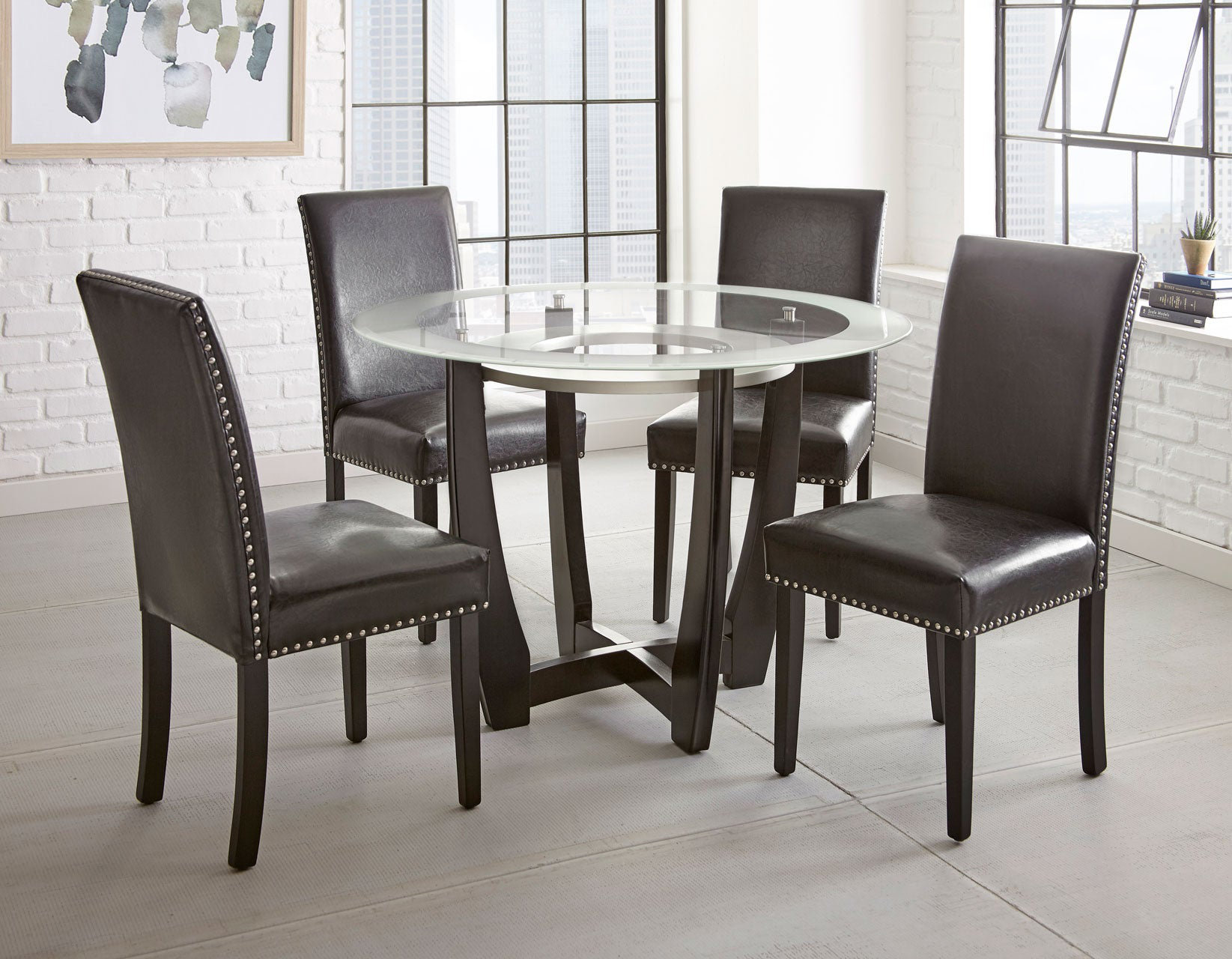 Orren Ellis Verano 5-Piece 45-inch Round Dining Set(Table & 4 Side ...