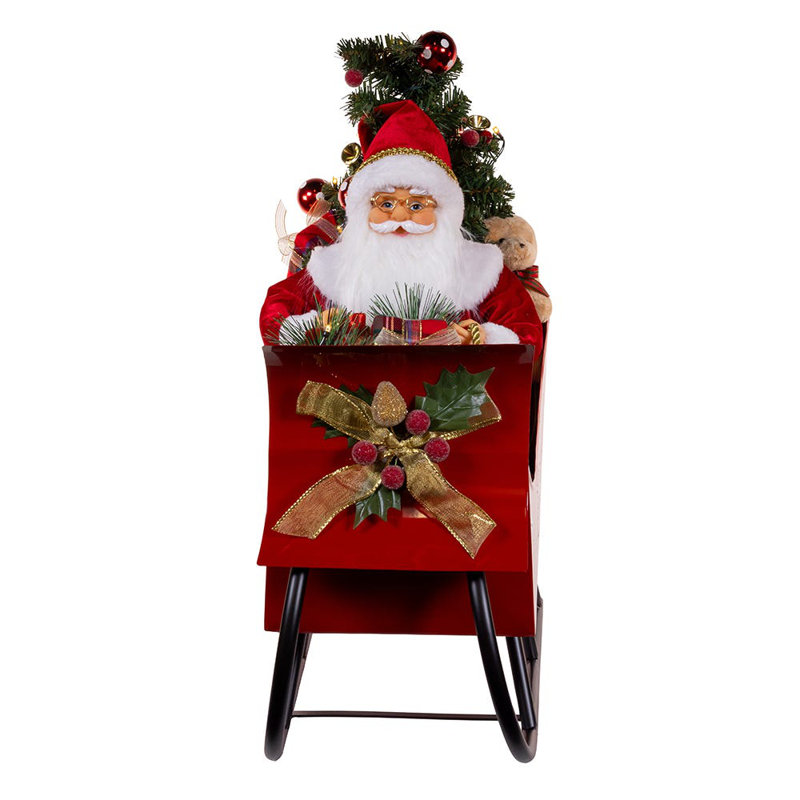 Kurt Adler This 24" Battery Operated Musical LED Santa in Metal Sleigh ...