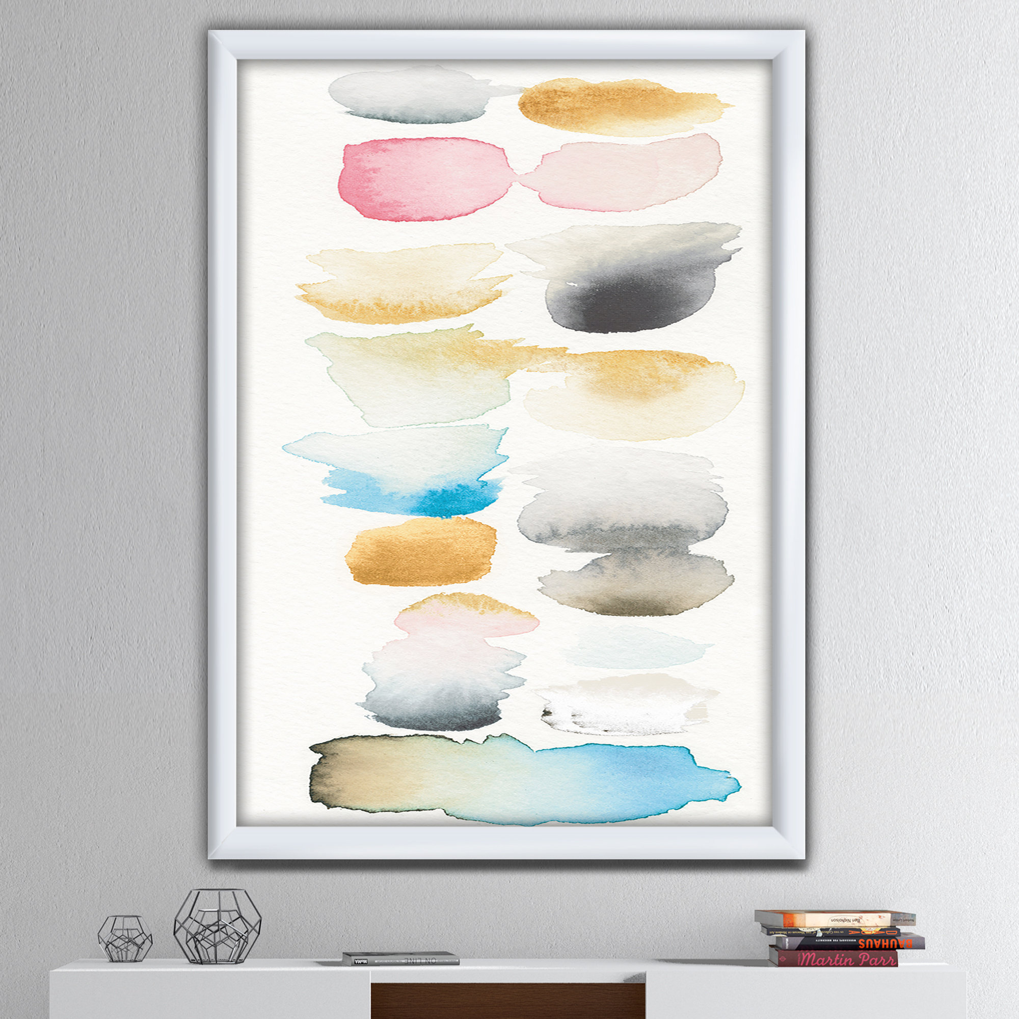East Urban Home 'Watercolor Geometric Swatch Element II' Picture Frame ...