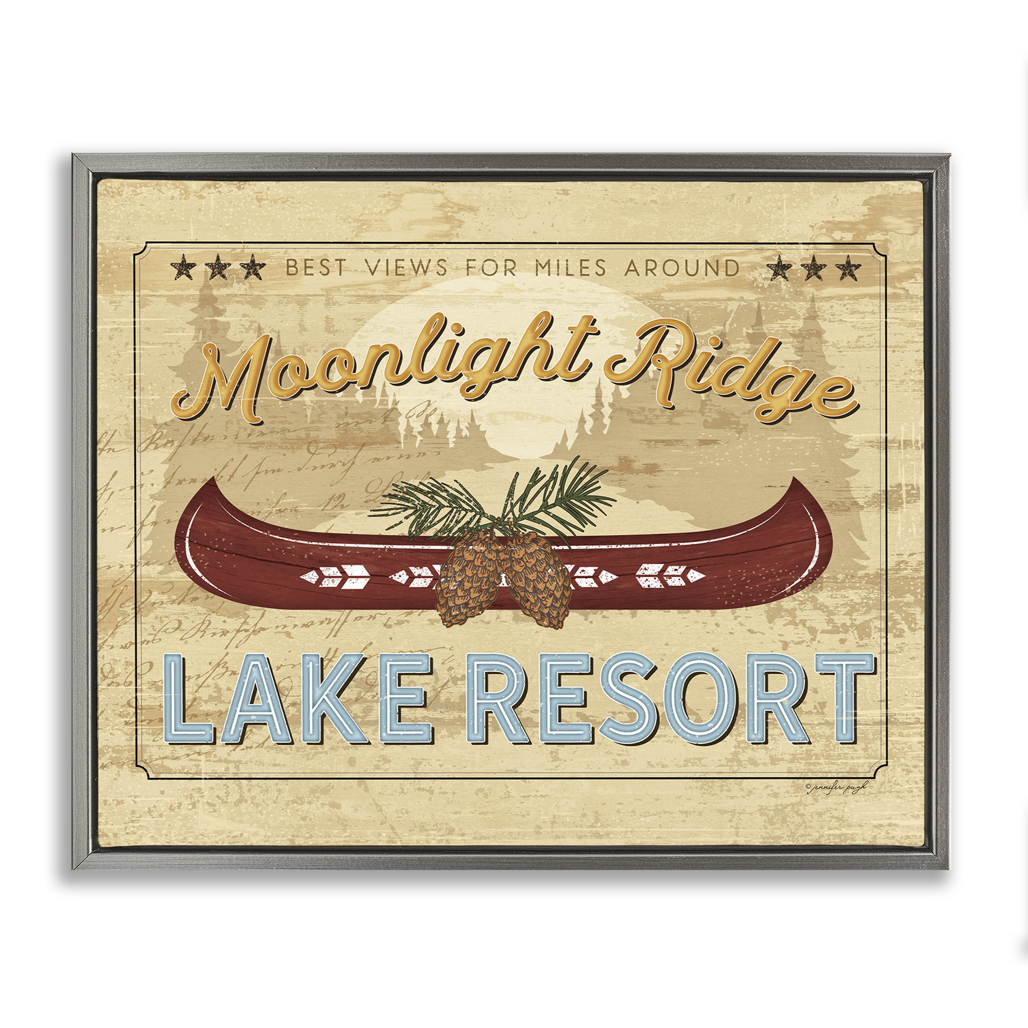Union Rustic Moonlight Ridge Lake Resort Floater Canvas Wall Art, design by Jennifer Pugh | Wayfair