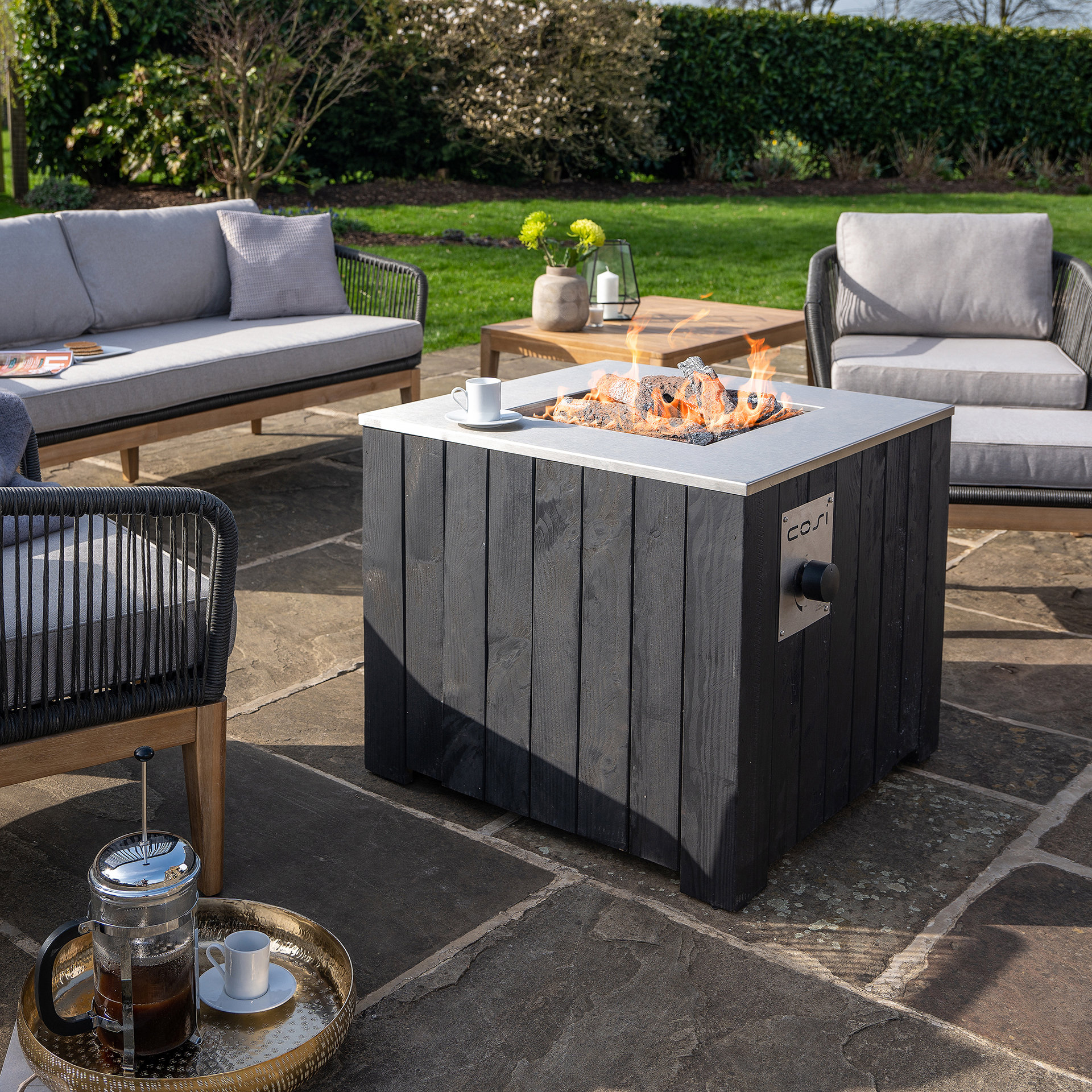 Dakota Fields Mariami Stainless Steel Propane Gas Fire Pit | Wayfair.co.uk