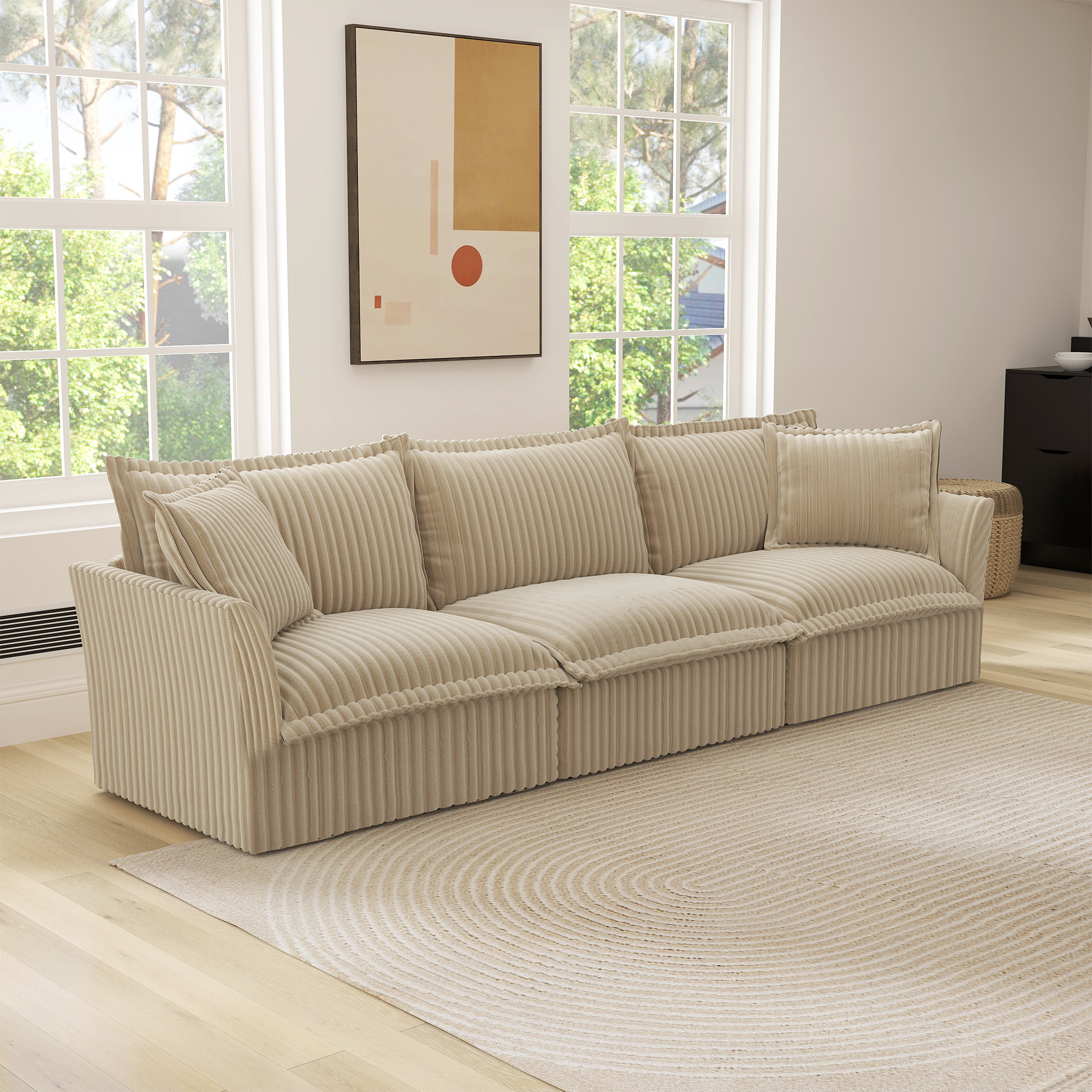 Everly Quinn Slipcovered Sofa Couch, Modern 3 Seater Sofa with ...