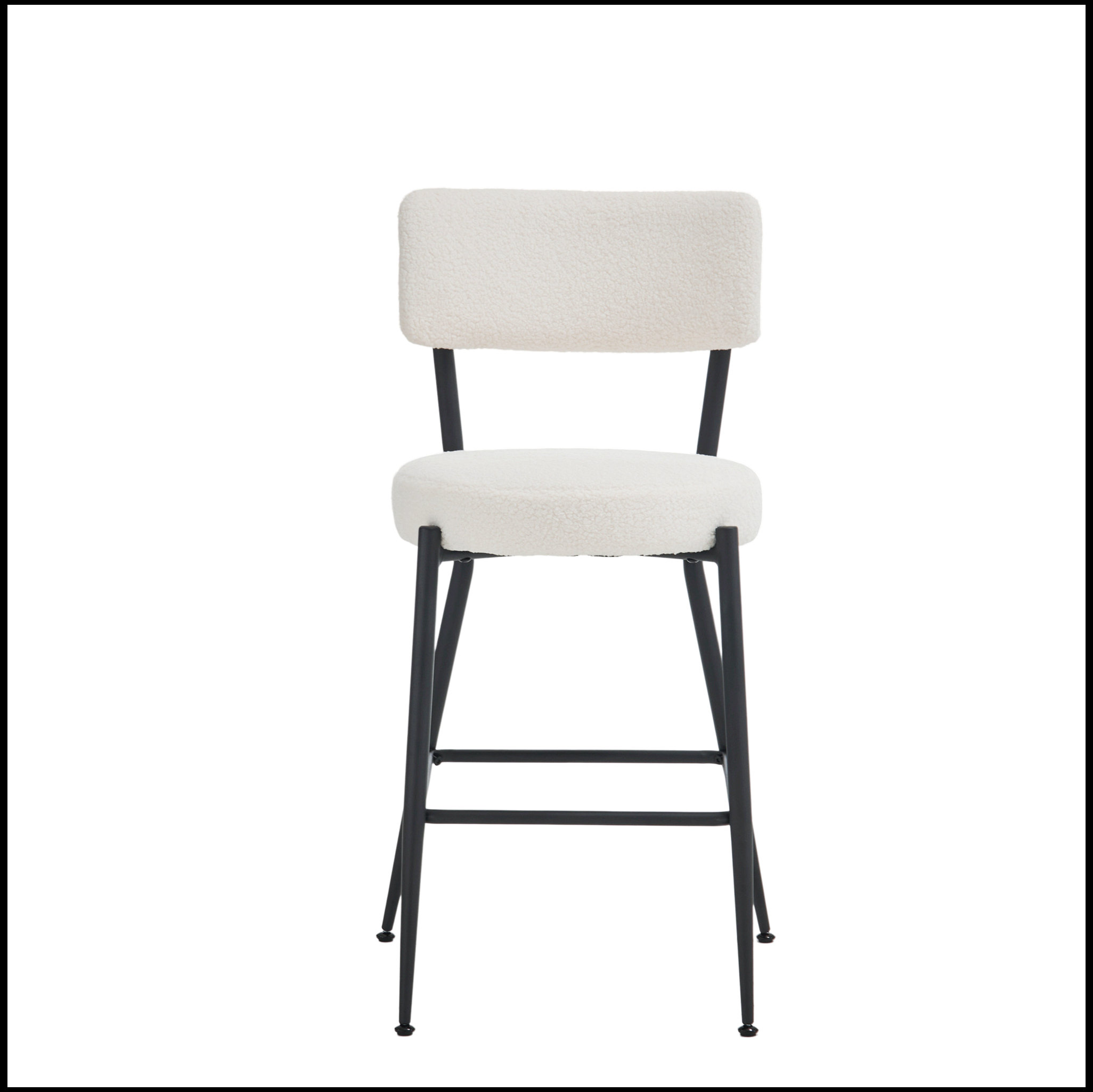 Corrigan Studio® Set of 4 modern teddy fabric upholstered bar stools ...