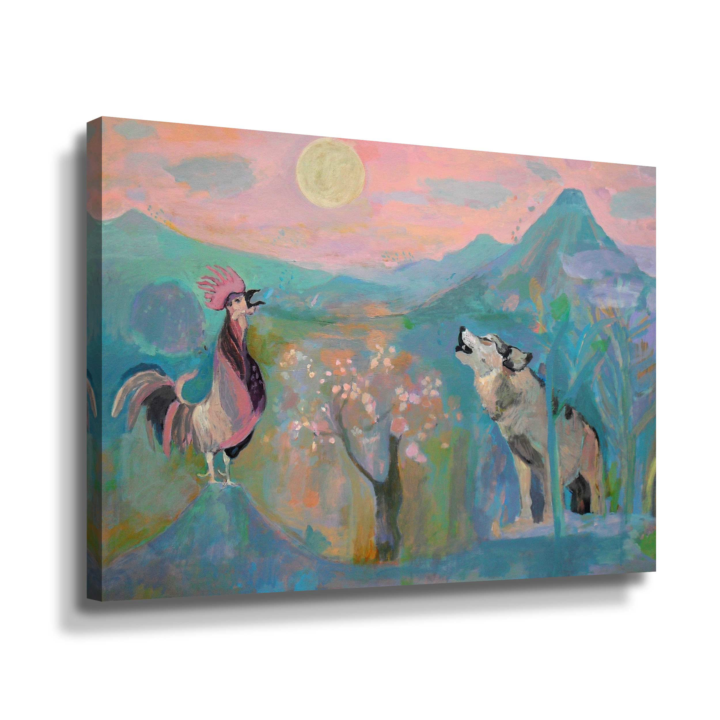 Ebern Designs Gianluca the Wolf and the Rooster Sing by Moonlight Kids ...