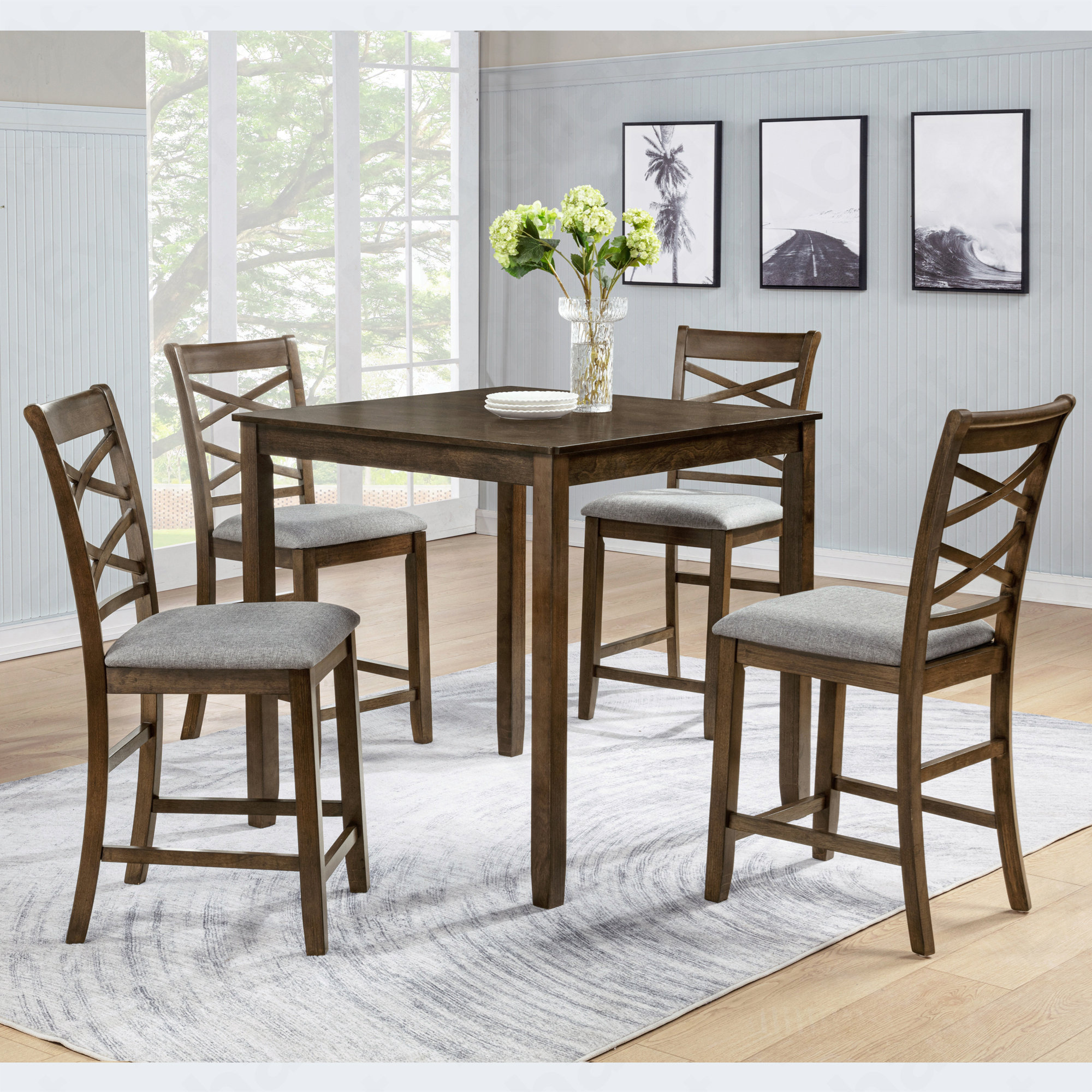 Red Barrel Studio® 5-Piece Counter Height Dining Table Set With 4 ...