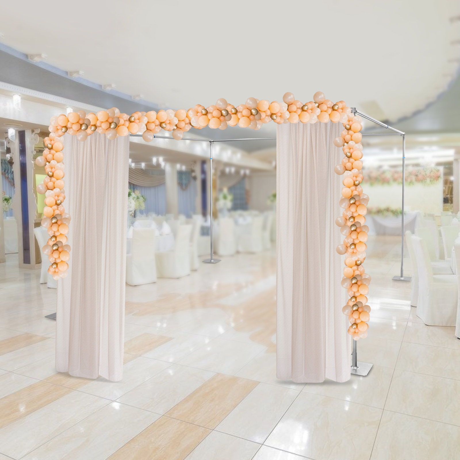 SUNYOU 9.84*9.84*9.84ft Adjustable 4 Post Backdrop Decor For Outdoor ...