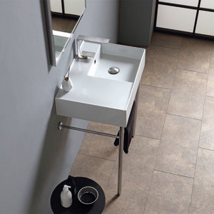 Scarabeo By Nameeks White Ceramic Rectangular Console Bathroom Sink ...