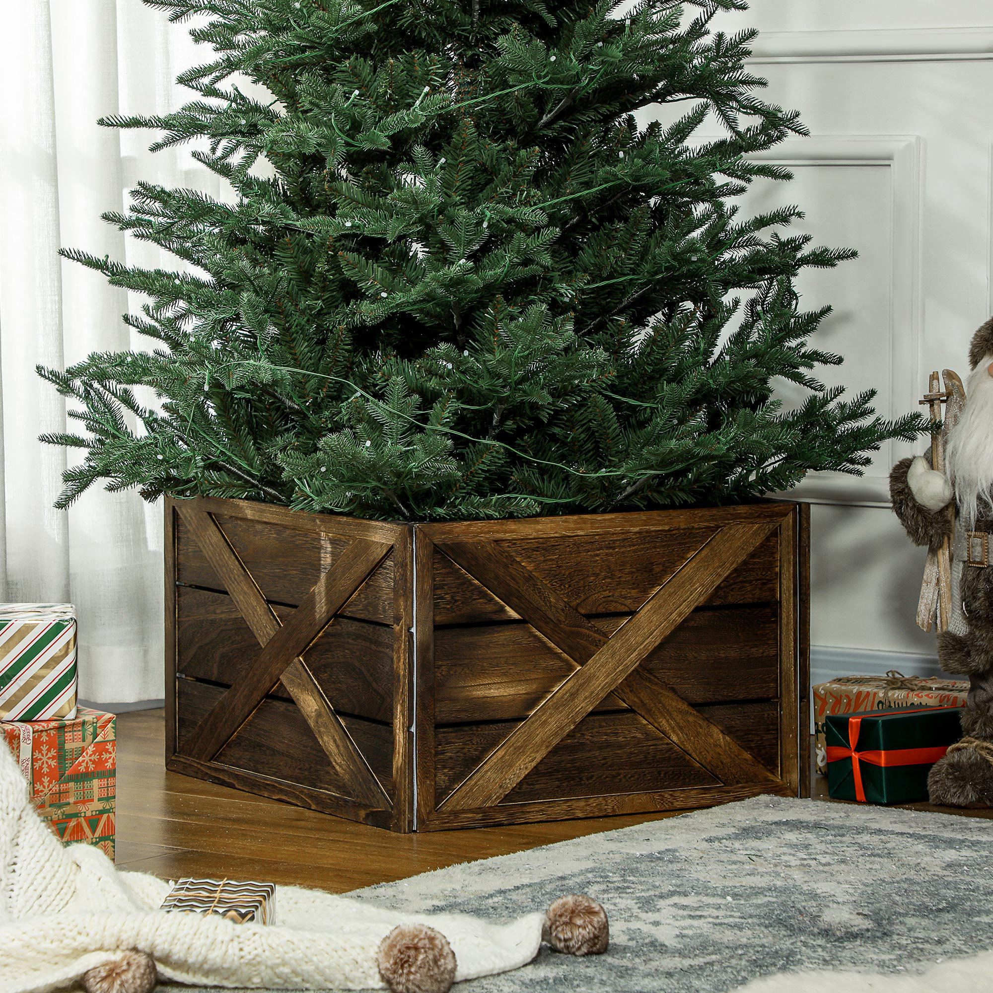 August Grove® 24" Wooden Christmas Tree Collar Box & Reviews | Wayfair