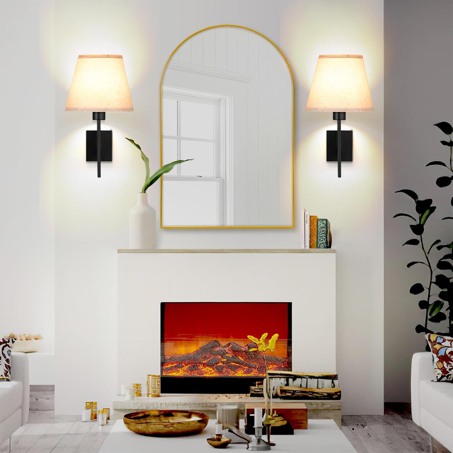Latitude Run® Battery Operated Wall Sconce Set Of Two - Rechargeable ...