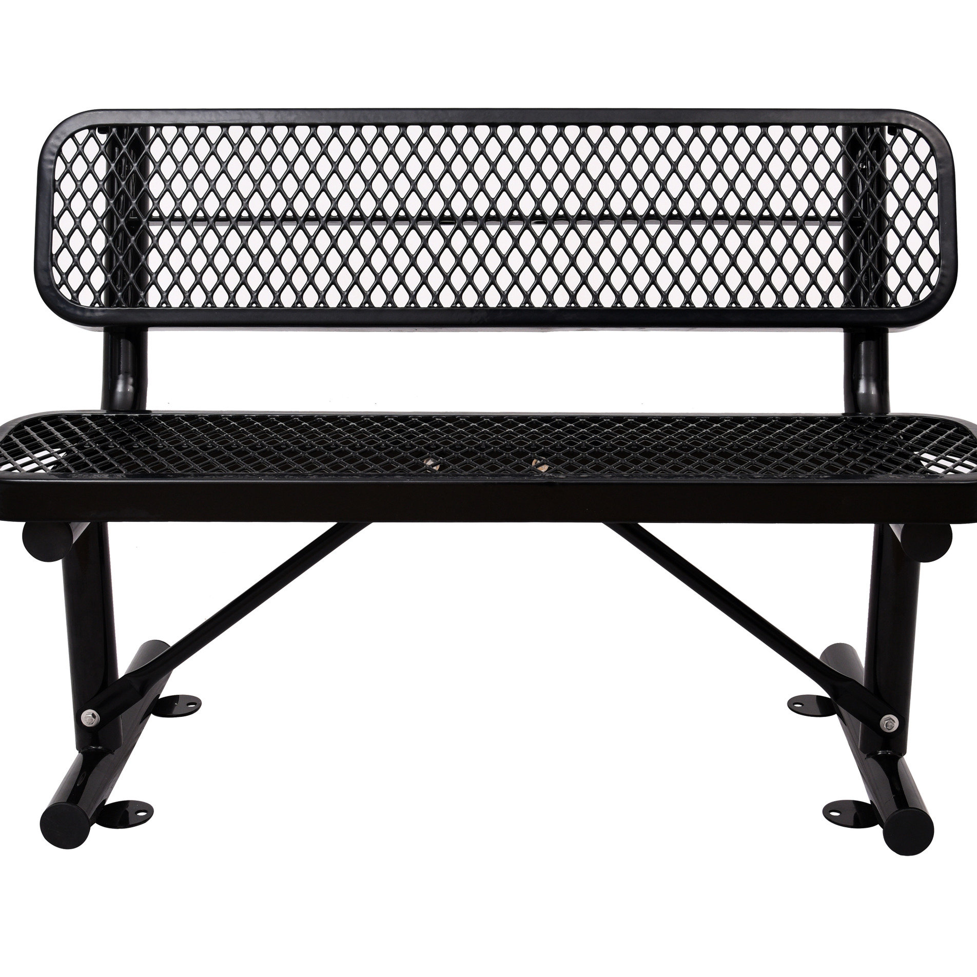 17 Stories Heavy Metal Bench With - For Various Outdoor Areas Black 48 ...