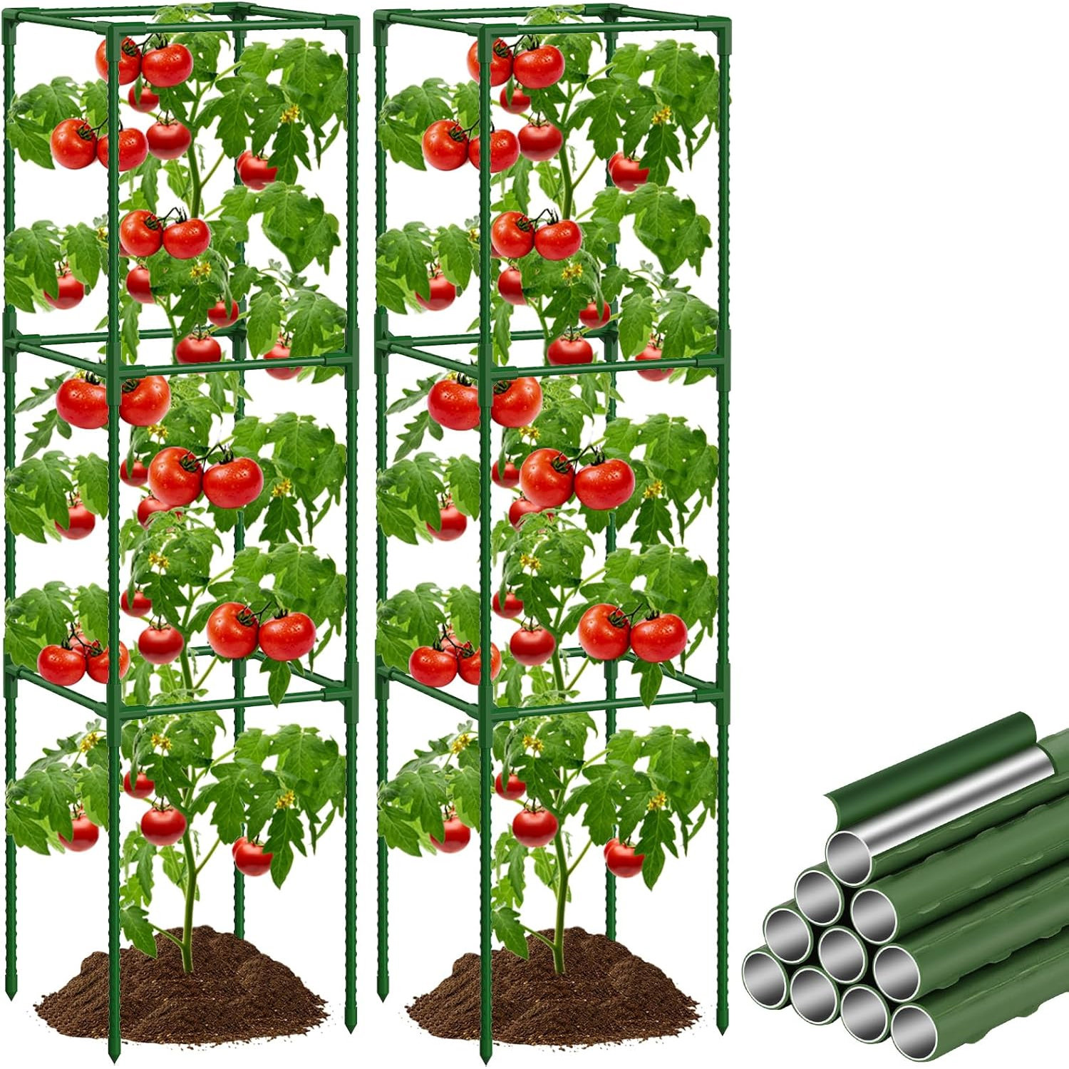 Arlmont & Co. 2 Pack Tomato Cage Square - Large Trellis Stakes and ...