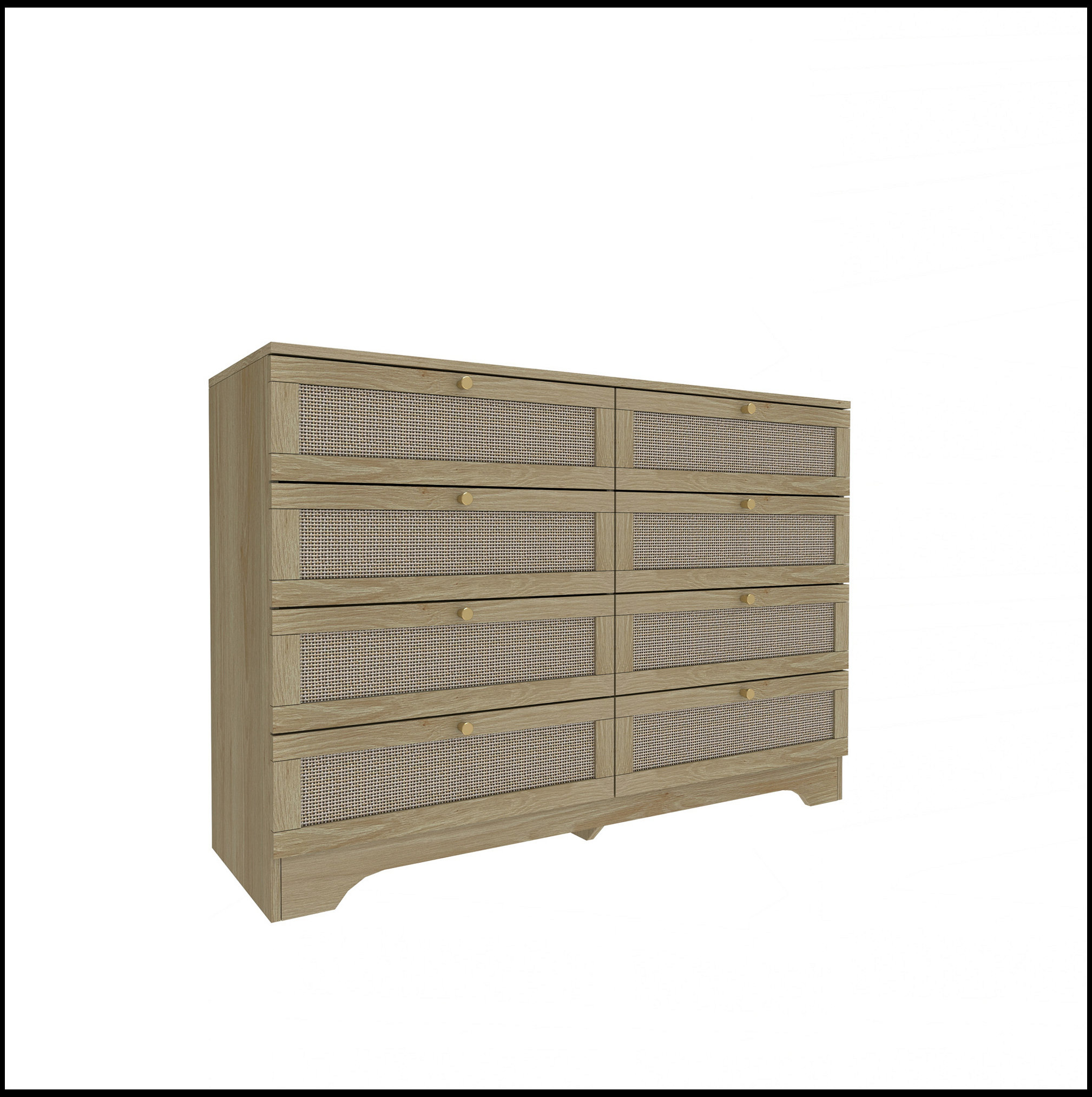 Bay Isle Home™ Commode double 8 tiroirs, commode en rotin naturel pour ...