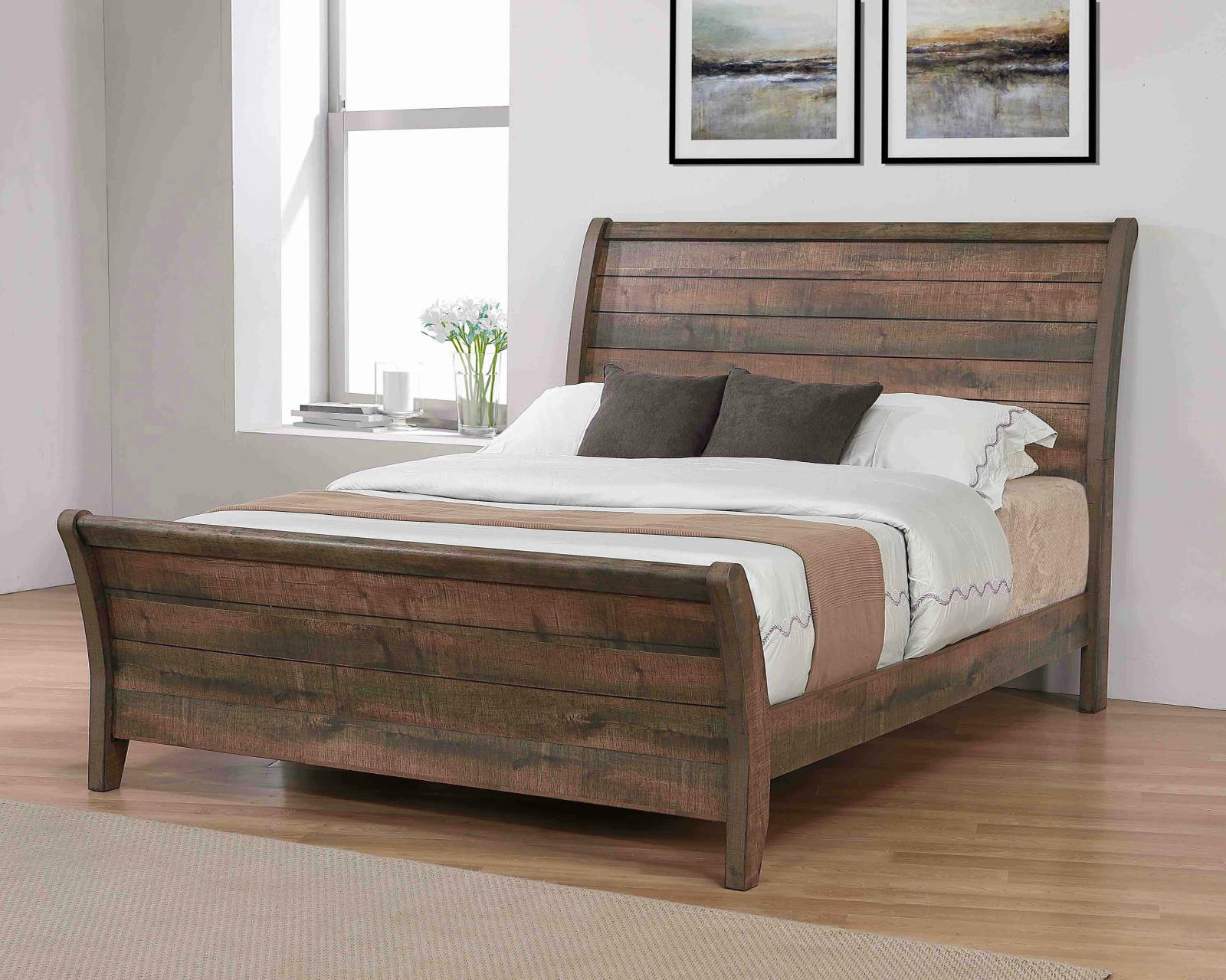 Millwood Pines Bryoney Sleigh Bed in Weathered Oak | Wayfair