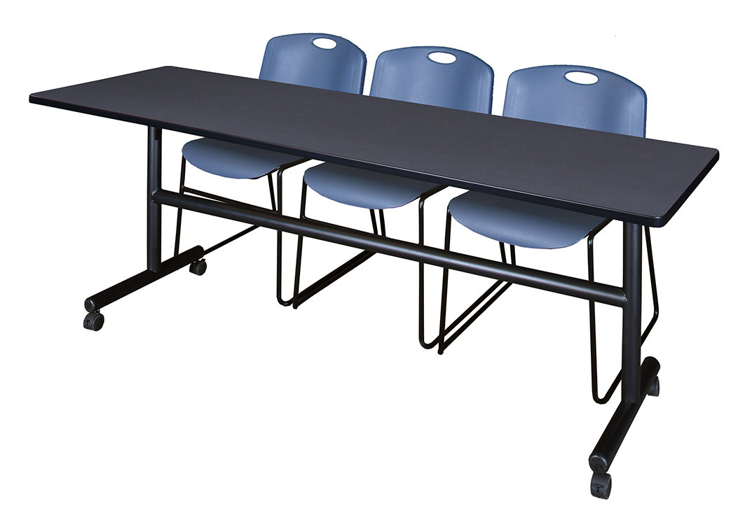 Inbox Zero Kobe Flip-Top Training Nesting Table, 2 Zeng Stack Chairs ...