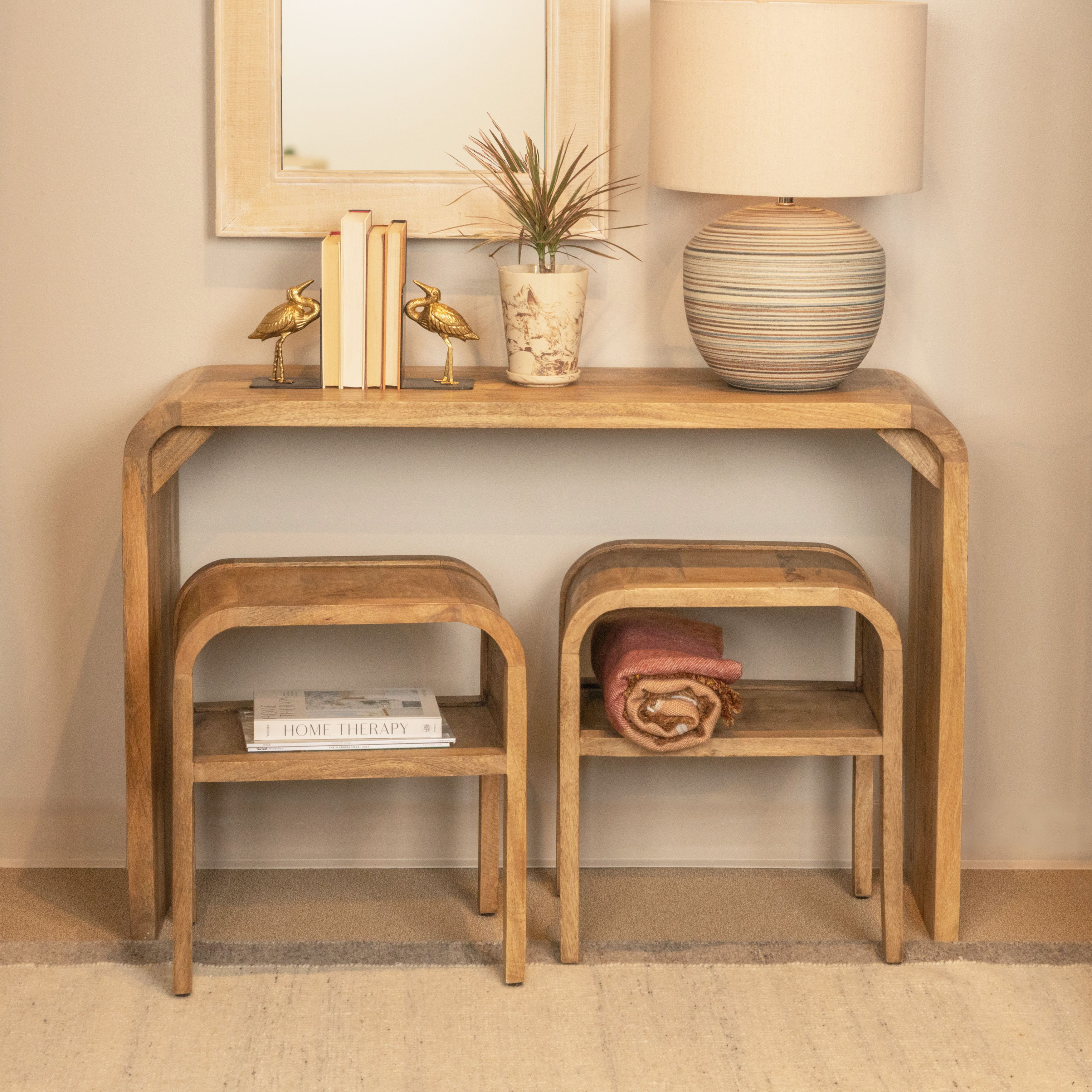Ebern Designs Doonbought Solid Wood Sled Nesting Tables | Wayfair