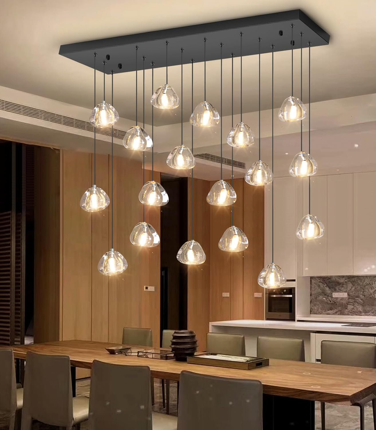 Ivy Bronx 18-Light Rectangular Dimmable Crystal Led Chandelier ...