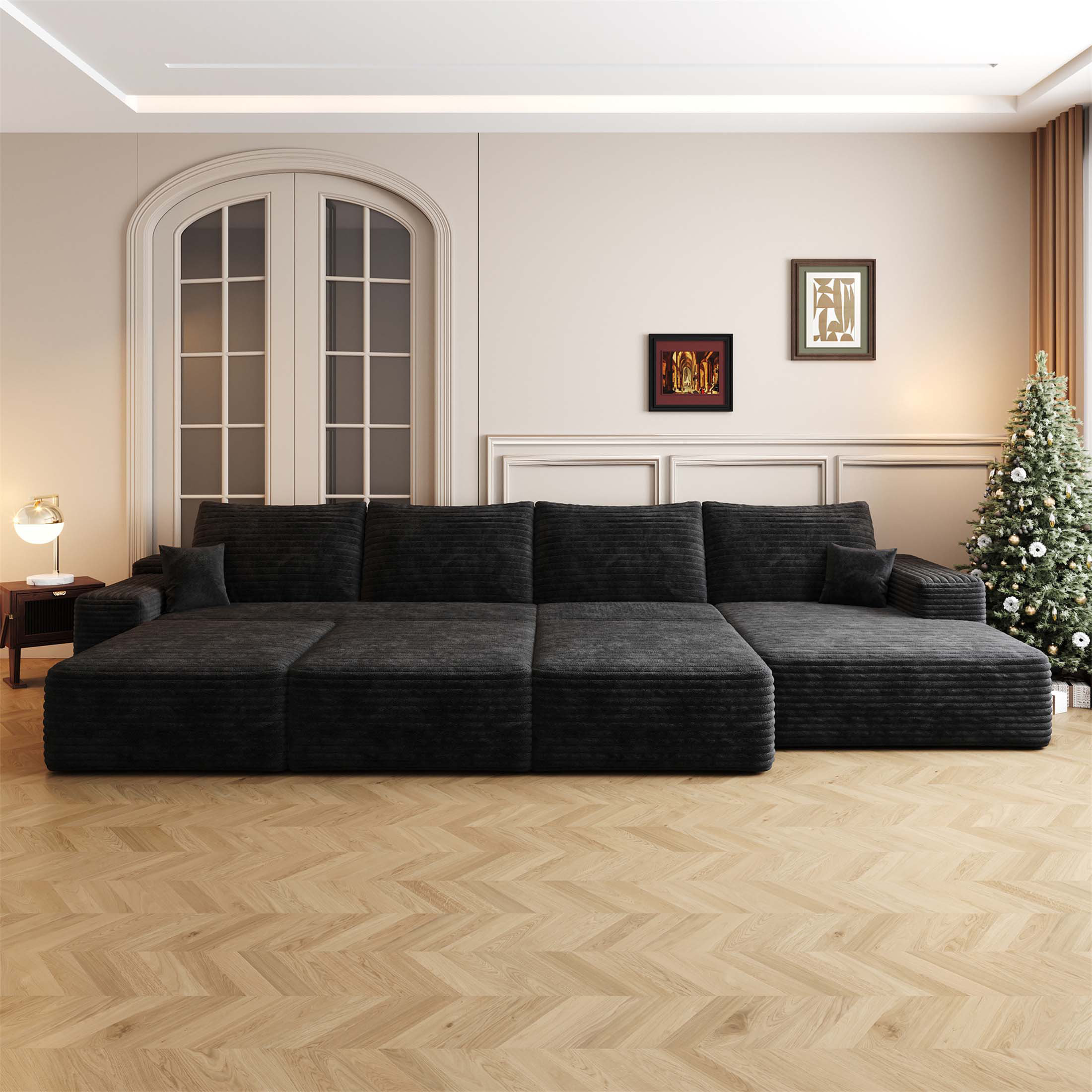 Hokku Designs Modular Cloud Sofa with Recliners and Plush Fabric, Ideal for Multiple Rooms and ...