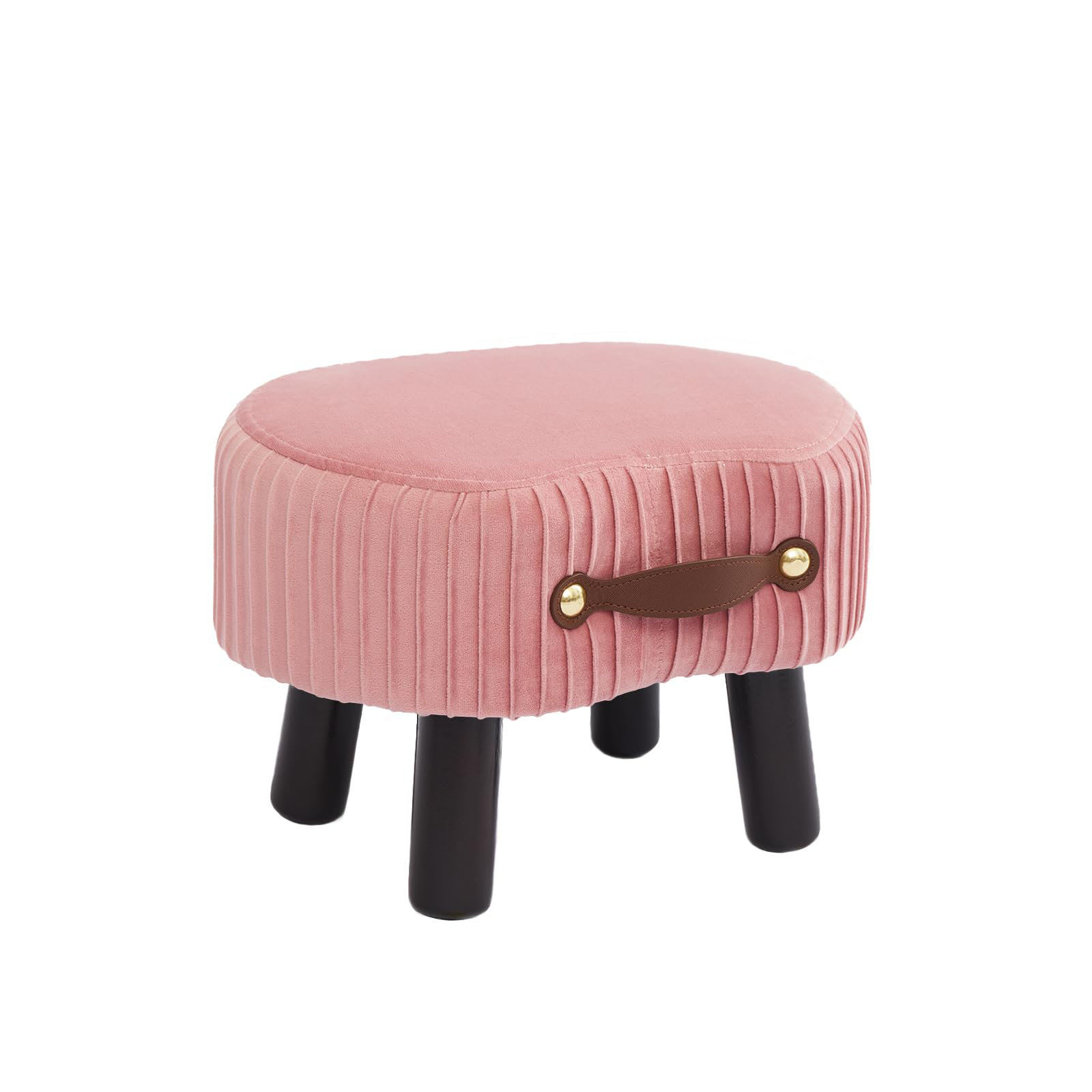Mercer41 Small Footstool With Handle, Velvet Ottoman Foot Rest With ...