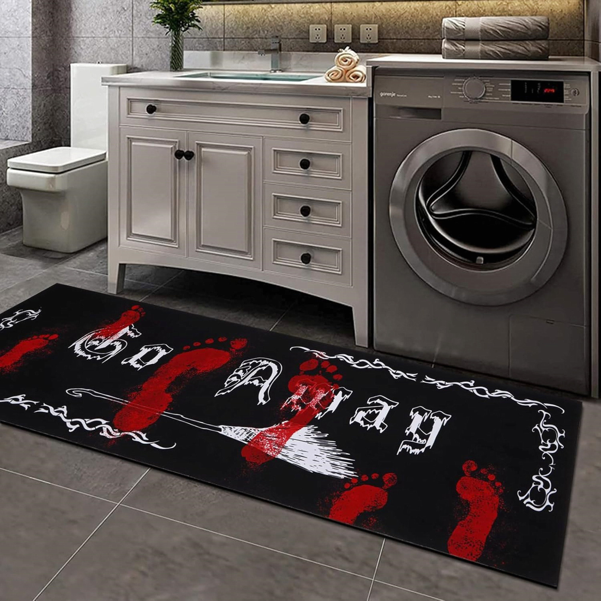The Holiday Aisle® Halloween Runner Rug, Footprint Rug Runner Non Slip ...