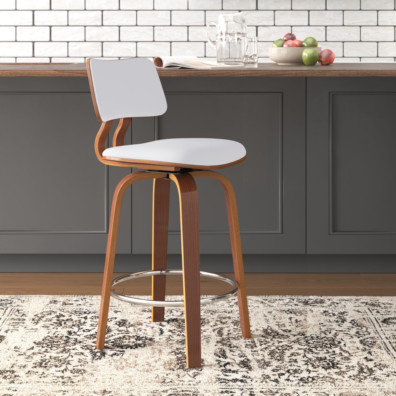 Wade Logan Baljiwan Mid-Century 26" Counter Stool With Swivel & Reviews ...