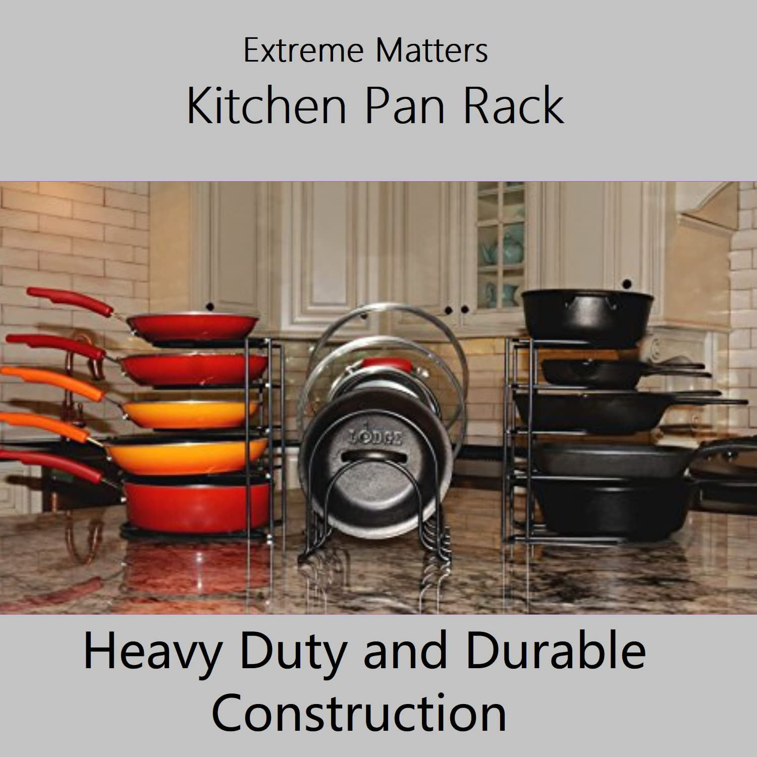Prep & Savour Heavy-Duty 5-Tier Pots & Pans Organizer-Steel Rack for ...