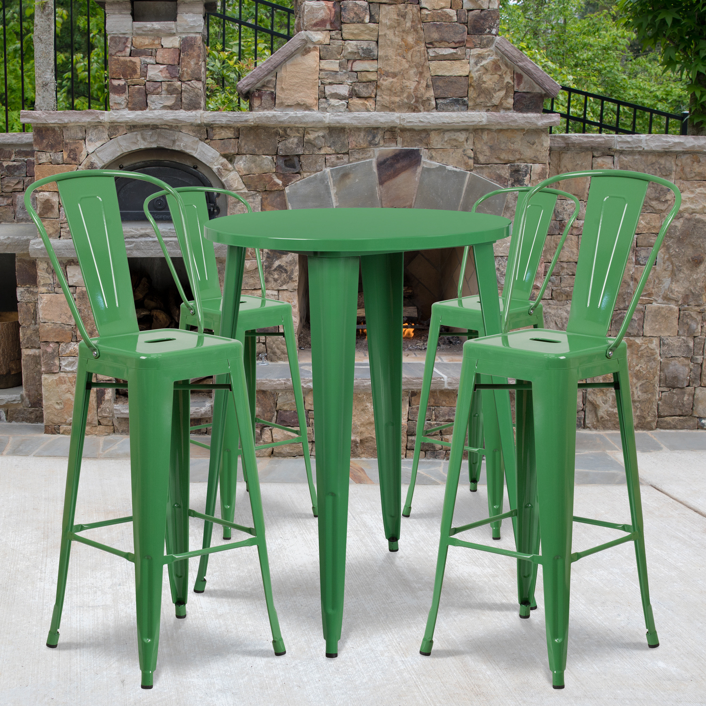 Latitude Run® Williamston 30'' Round Metal Indoor-Outdoor Bar Table Set ...