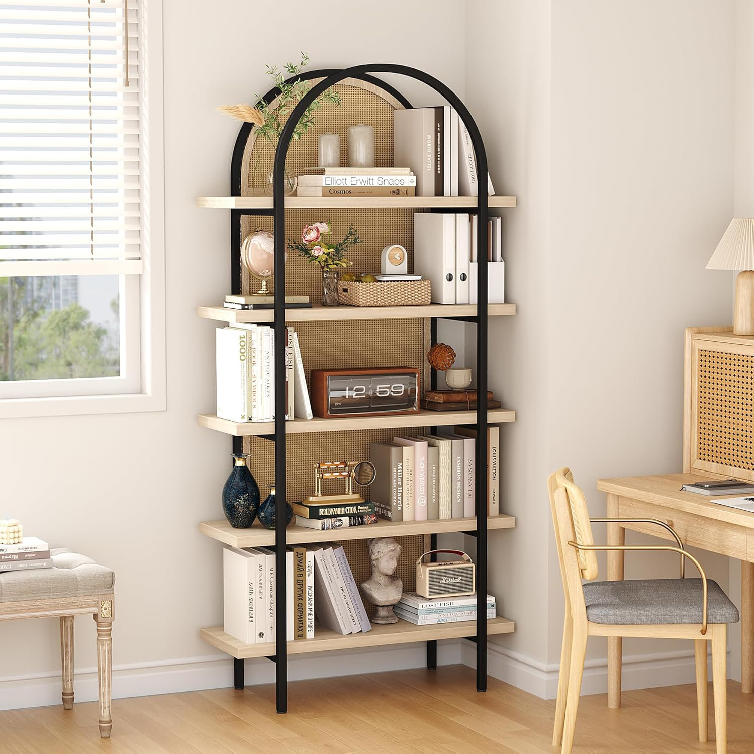 Bay Isle Home™ 5 Tier Arched Bookshelf With Backing,boho Arch Bookcase ...
