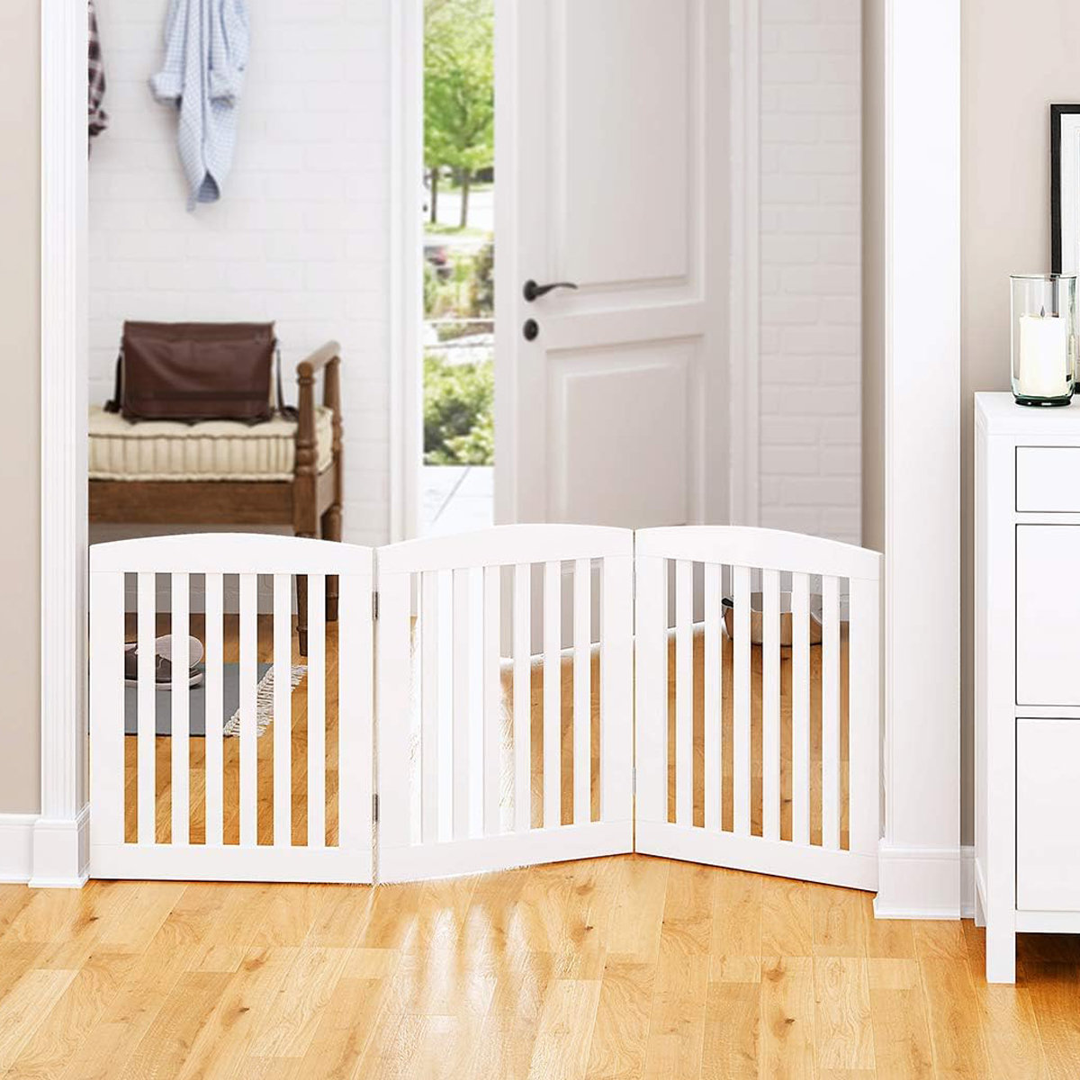 Tucker Murphy Pet™ Freestanding Foldable Pet Gate for Dogs, 24 inch 3 ...