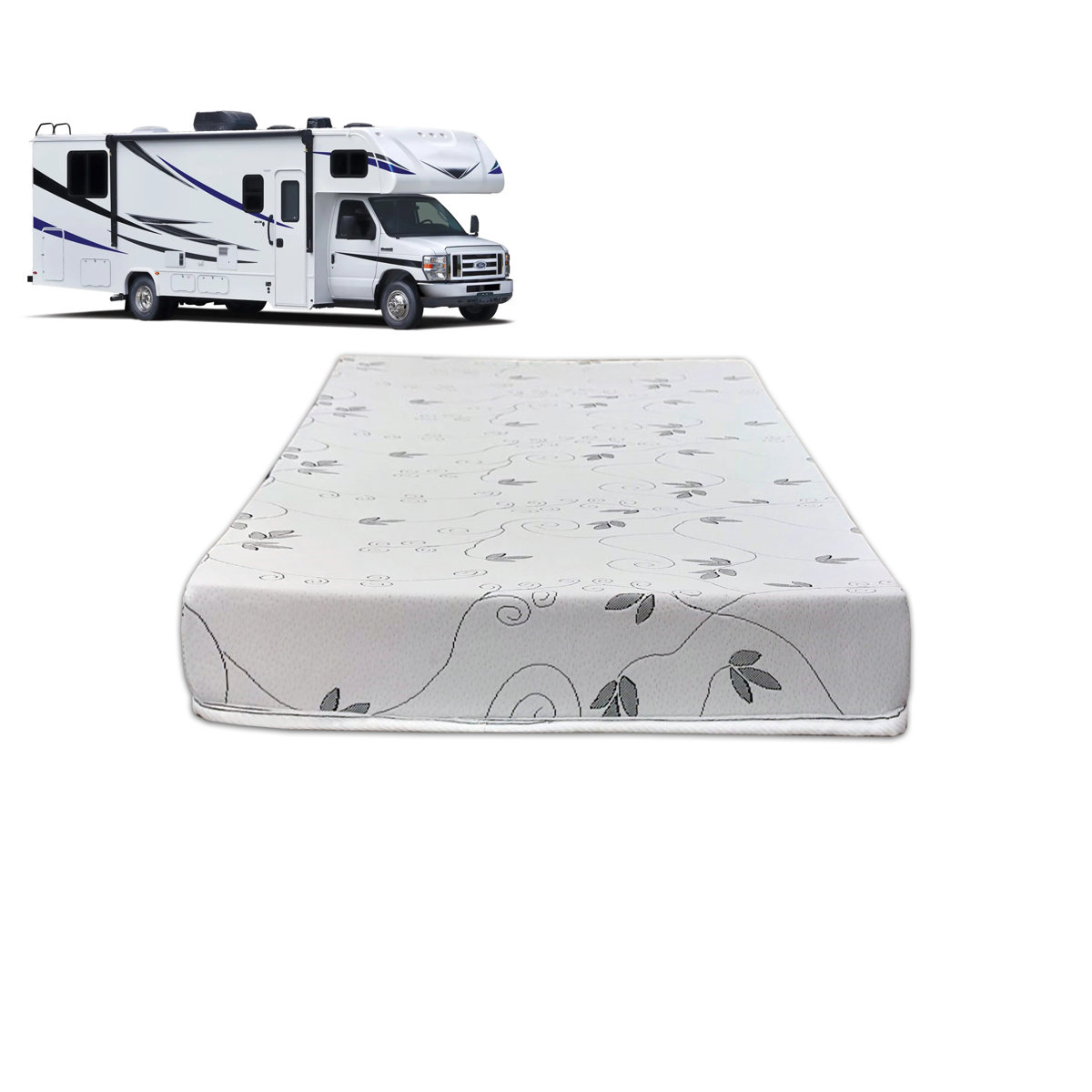 Alwyn Home 8-Inch High-Density Foam RV Mattress Replacement, Medium ...