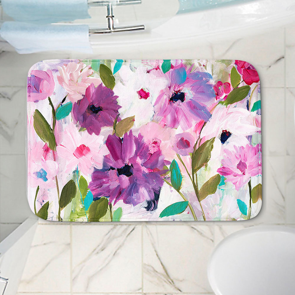 East Urban Home Blossoming Flowers Non-Slip Floral Bath Rug & Reviews ...