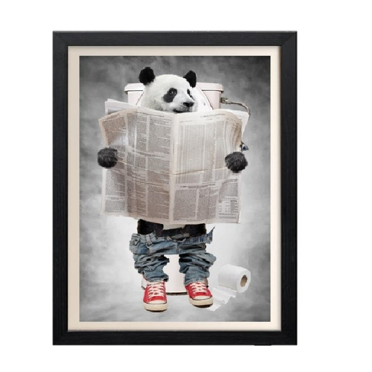 Maturi Panda Bear On Toilet - Funny Bathroom Print - Animal Picture ...