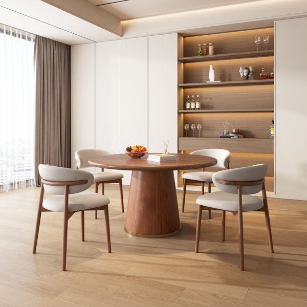 Brayden Studio® Space-Saving Round Solid Wood Dining Table For Kitchen ...