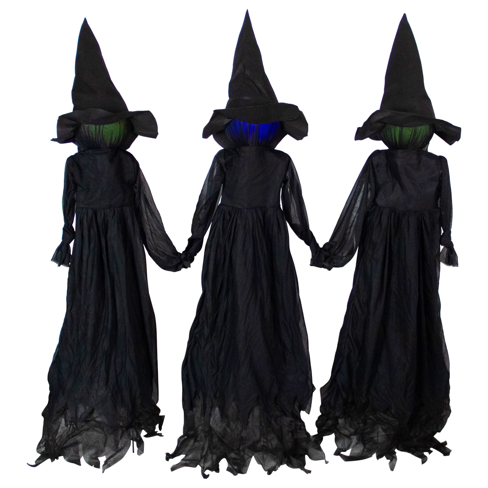 Northlight 4' Lighted Faceless Witch Trio Outdoor Halloween Stakes ...