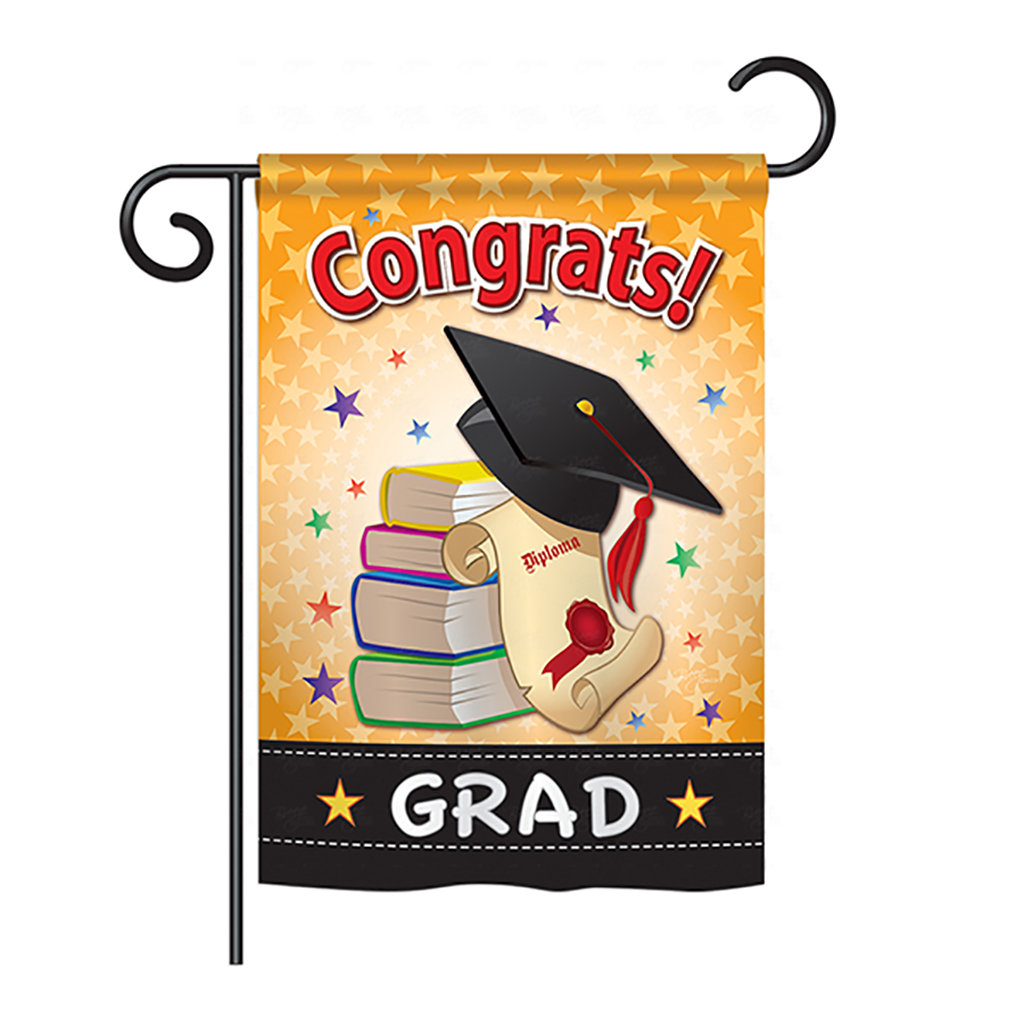 The Holiday Aisle® Thorfast Congrats Grad 2-Sided Polyester House Flag ...