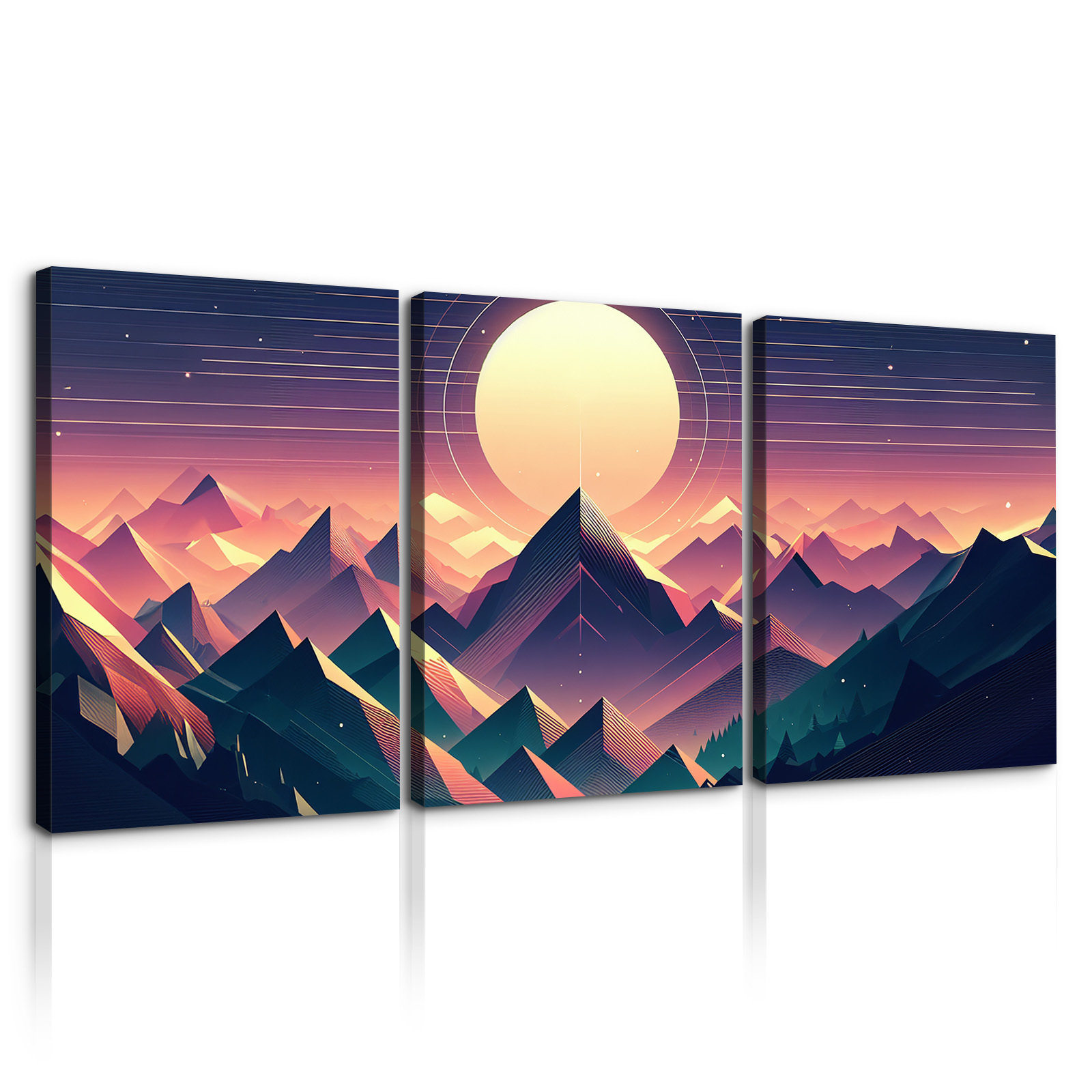 Loon Peak® Wood Grain Mountain Framed On Canvas 3 Pieces | Wayfair