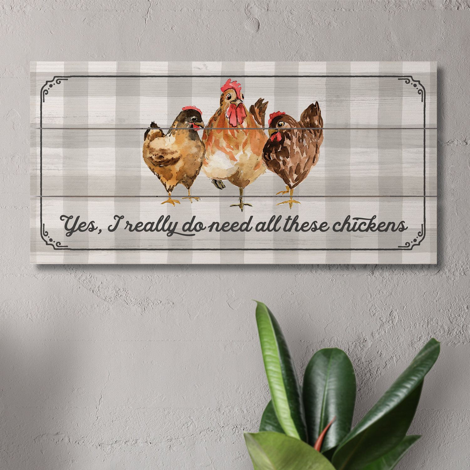 CounterArt All These Chickens Hanging Wood Wall Sign | Wayfair
