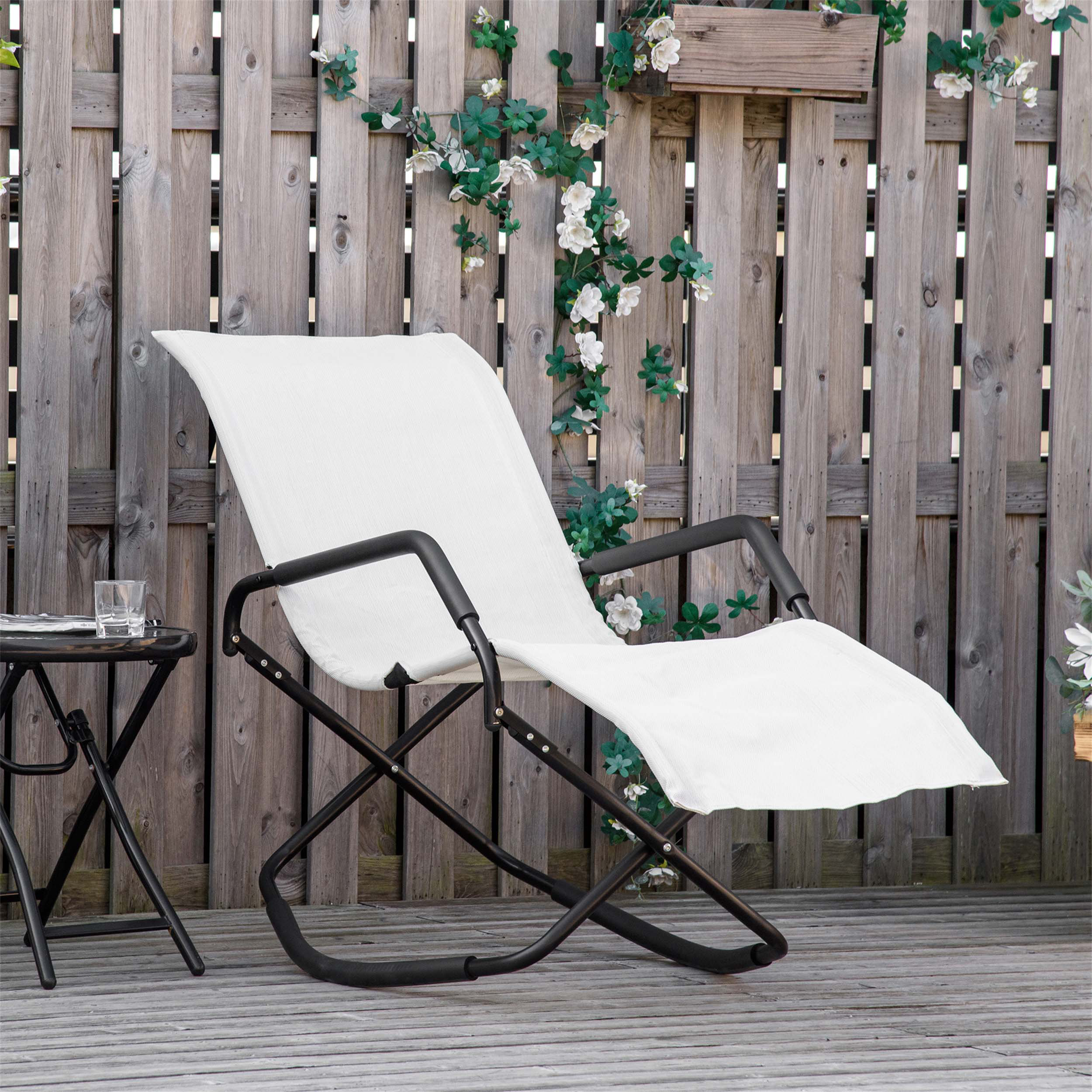 Wrought Studio™ Rocking Sun Lounger, Foldable and Portable Chaise ...