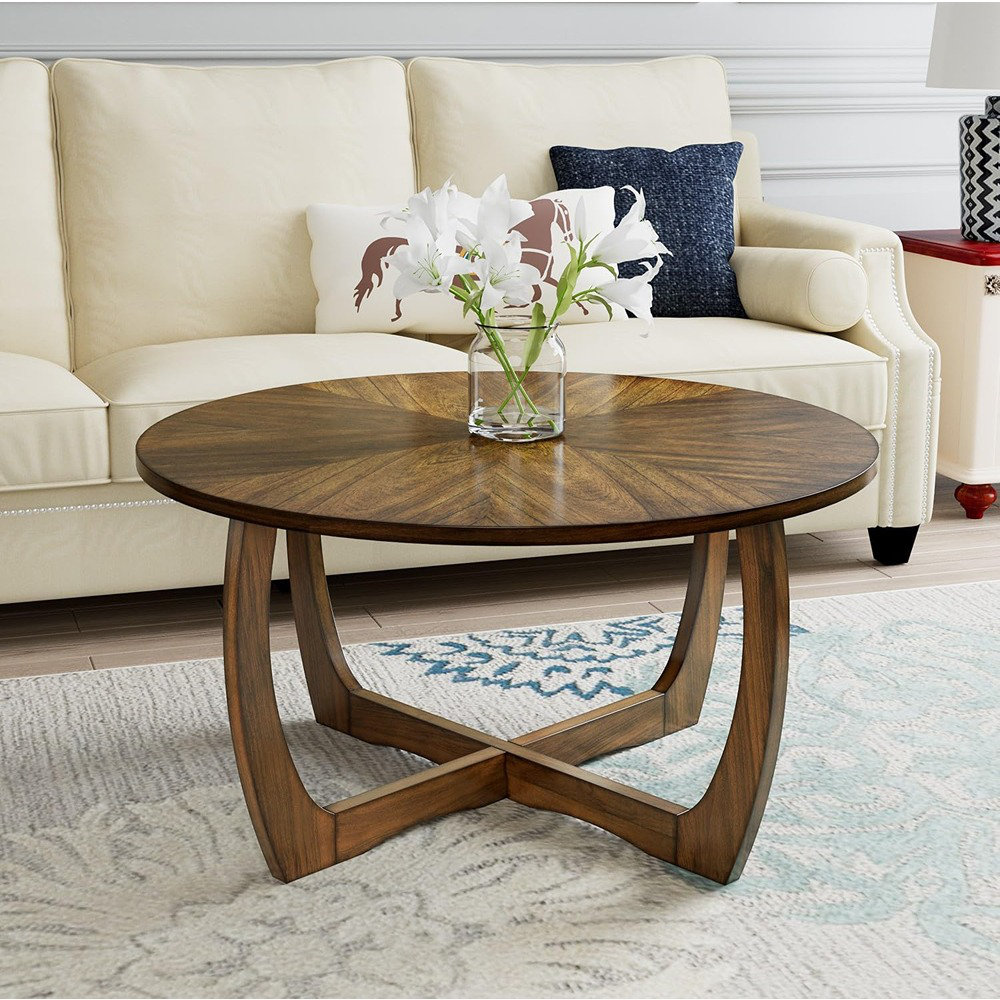 Lark Manor™ Round Coffee Table For Living Room, Solid Wood Cocktail ...